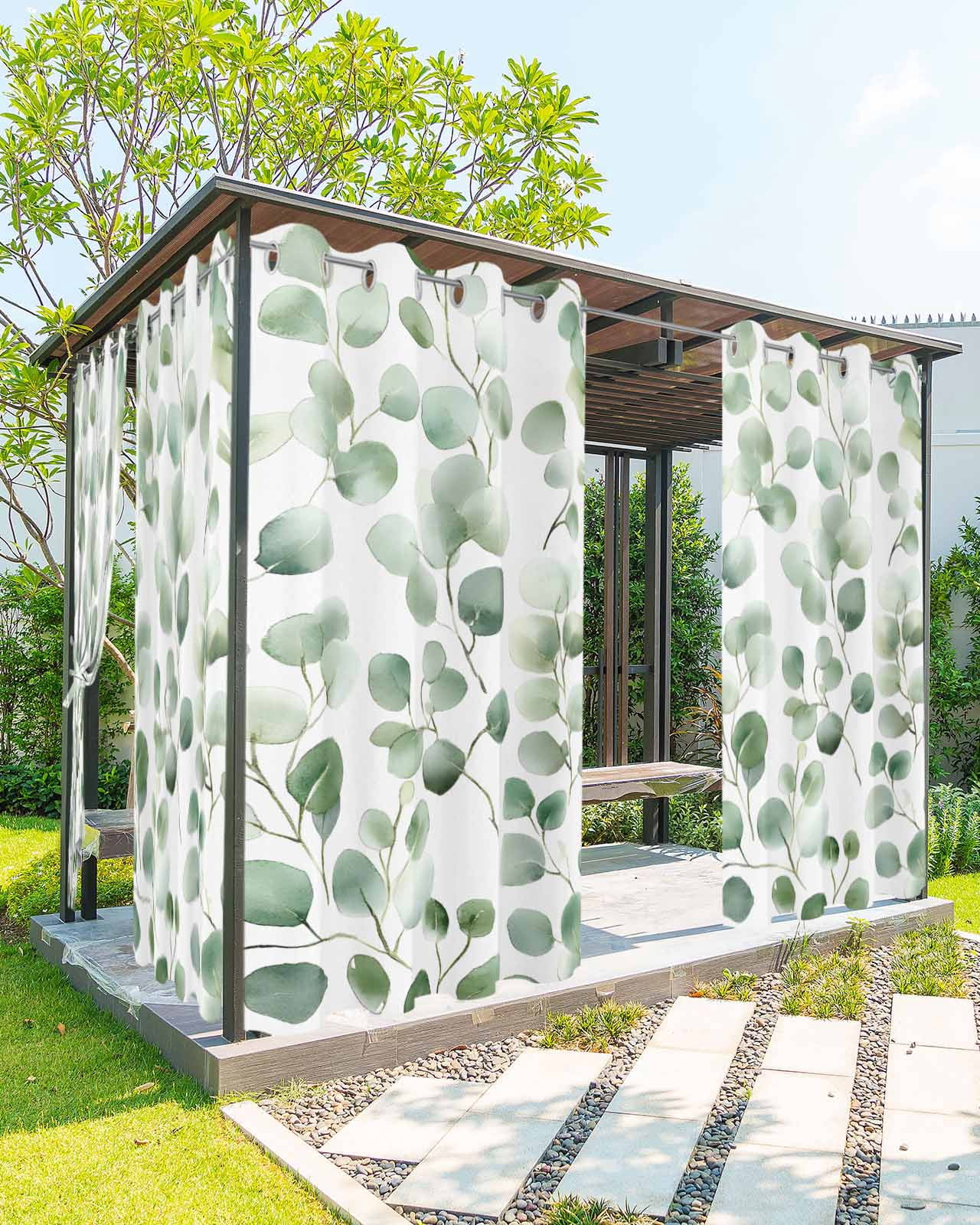 nqOlkjepod Outdoor Curtains for Patio Waterproof, Watercolor Eucalyptus ...