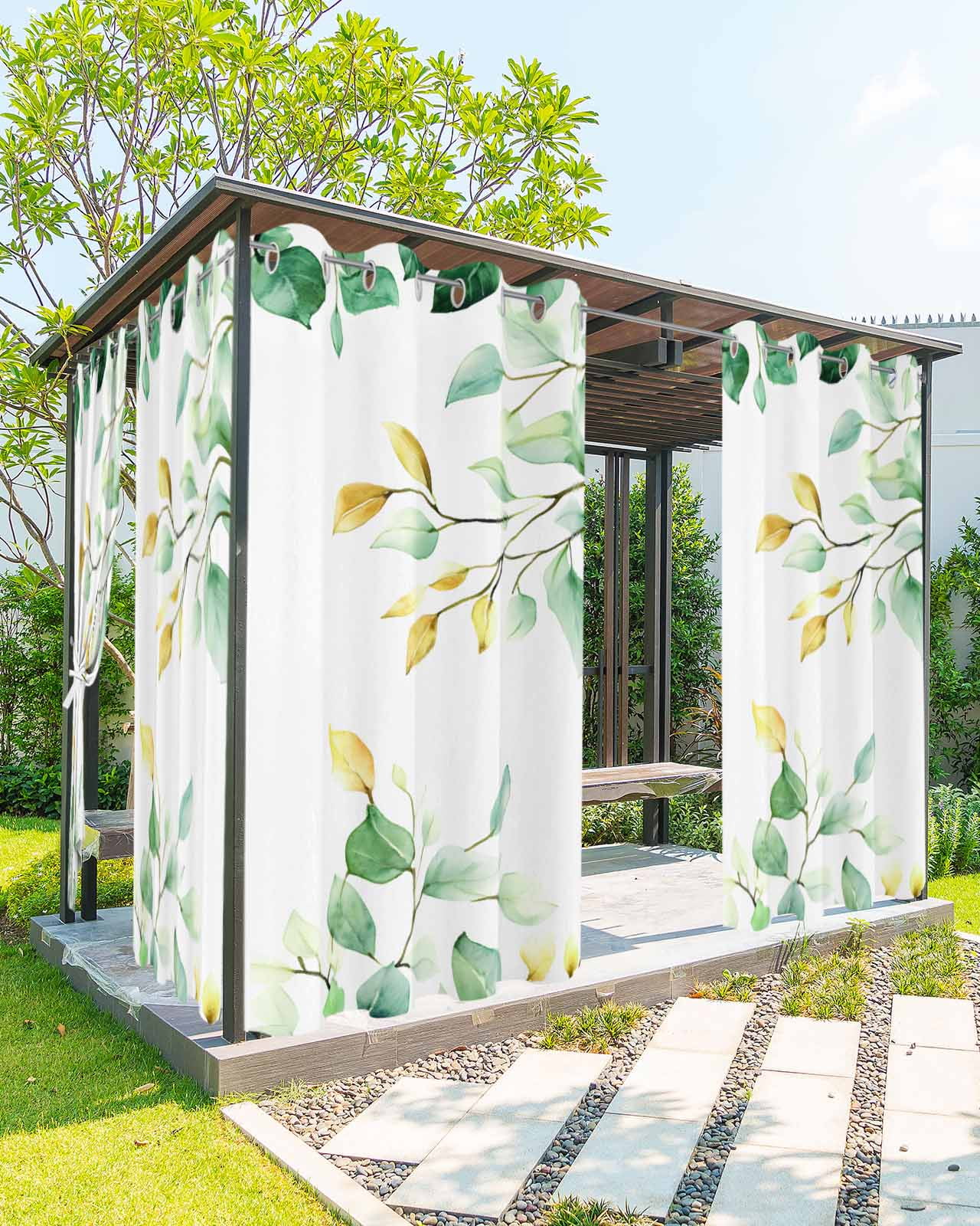 nqOlkjepod Outdoor Curtains for Patio Waterproof, Watercolor Leaves ...
