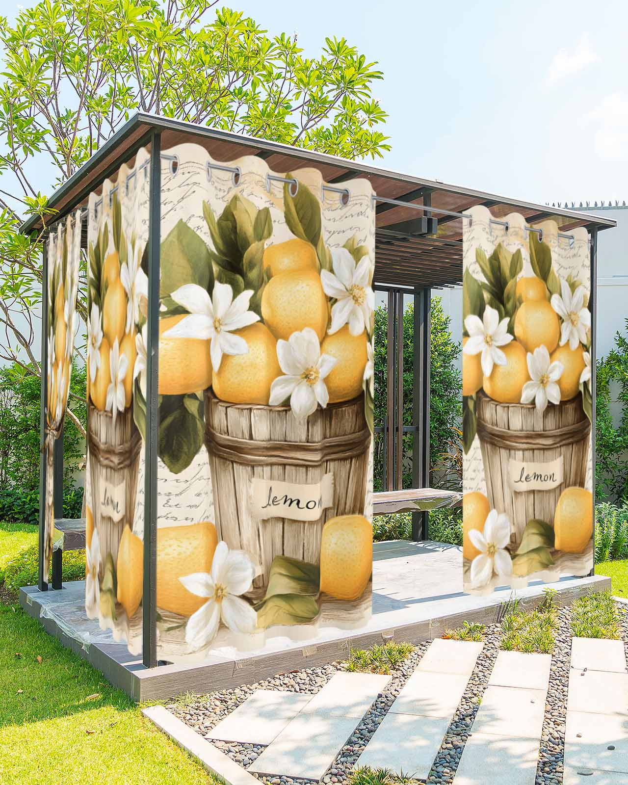 nqOlkjepod Outdoor Curtains for Patio Waterproof, Watercolor Lemon ...