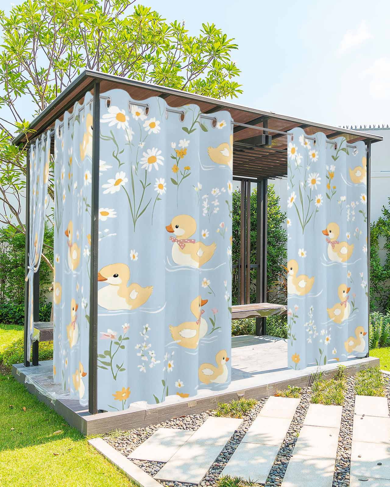 nqOlkjepod Outdoor Curtains for Patio Waterproof, White Daisy Outdoor ...