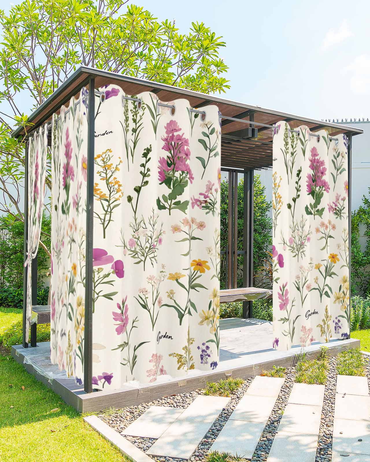 nqOlkjepod Outdoor Curtains for Patio Waterproof, Wildflowers Outdoor ...