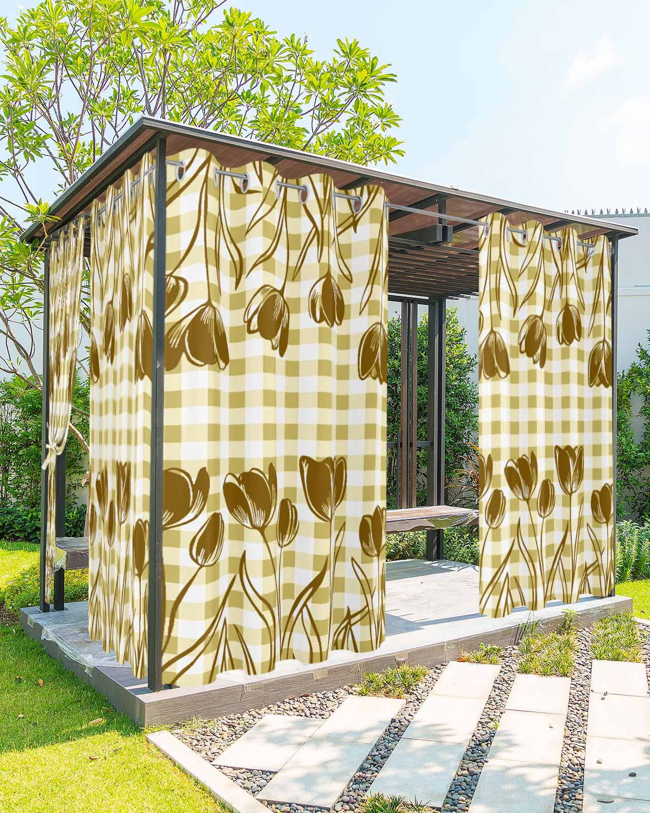 nqOlkjepod Outdoor Curtains for Patio Waterproof, Yellow Flower Outdoor ...