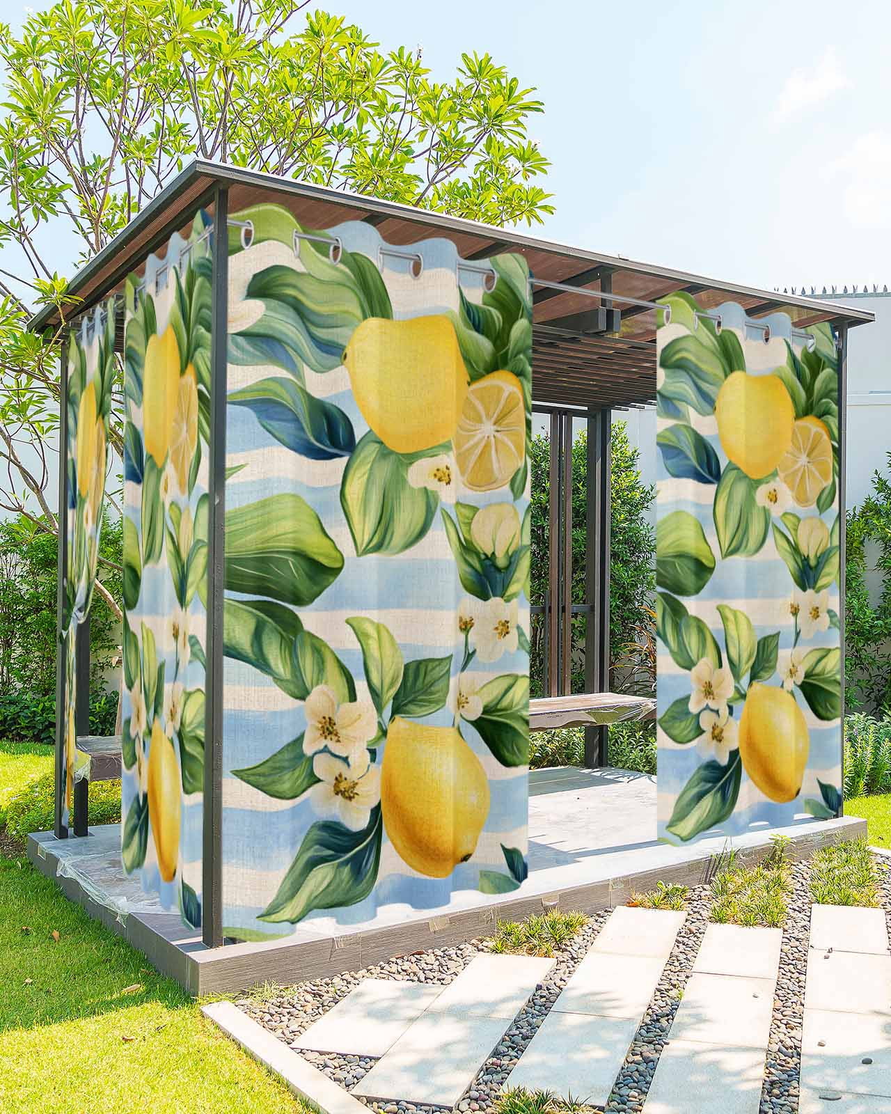 nqOlkjepod Outdoor Curtains for Patio Waterproof, Yellow Lemon Outdoor ...
