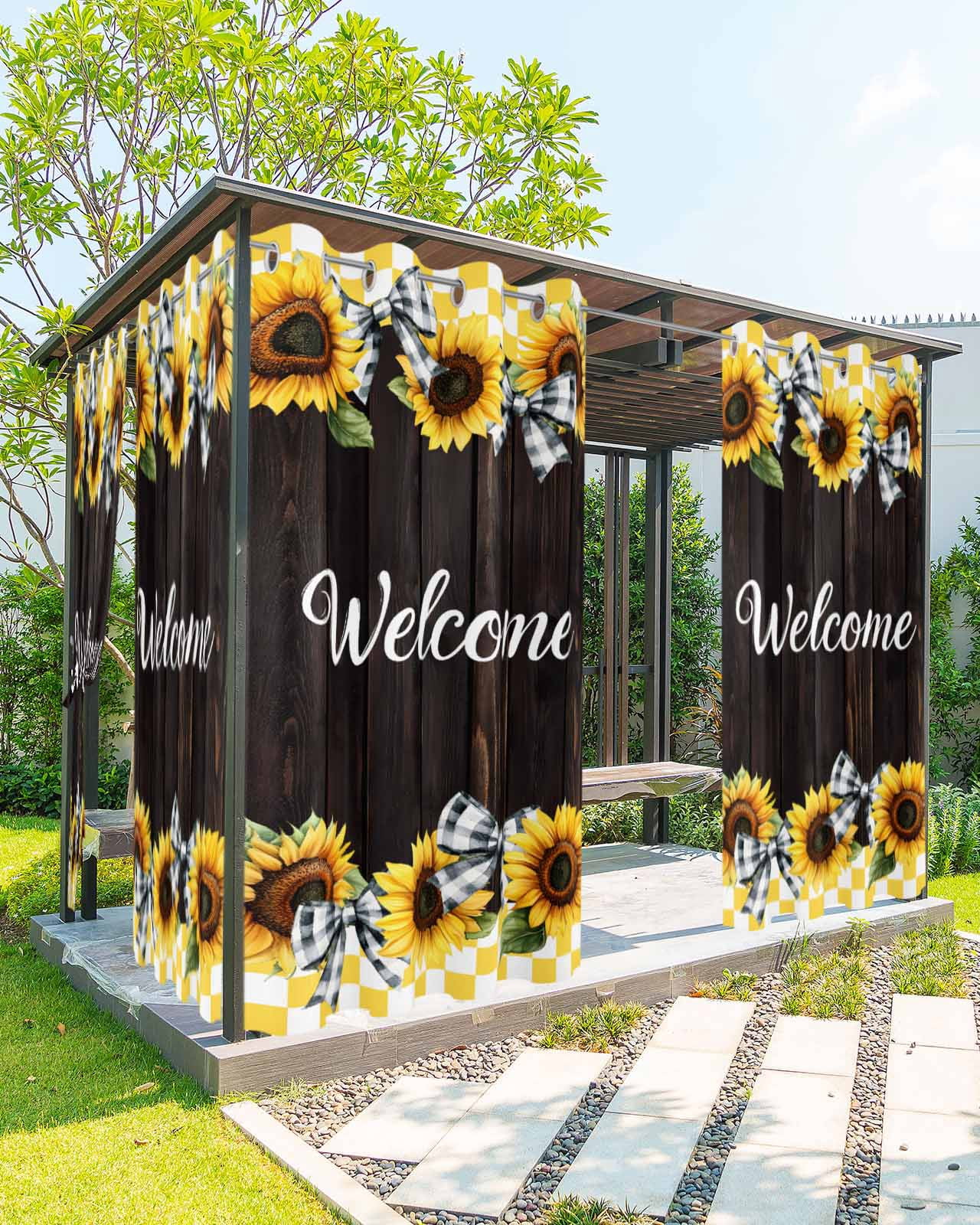 nqOlkjepod Outdoor Curtains for Patio Waterproof, Yellow Sunflower ...