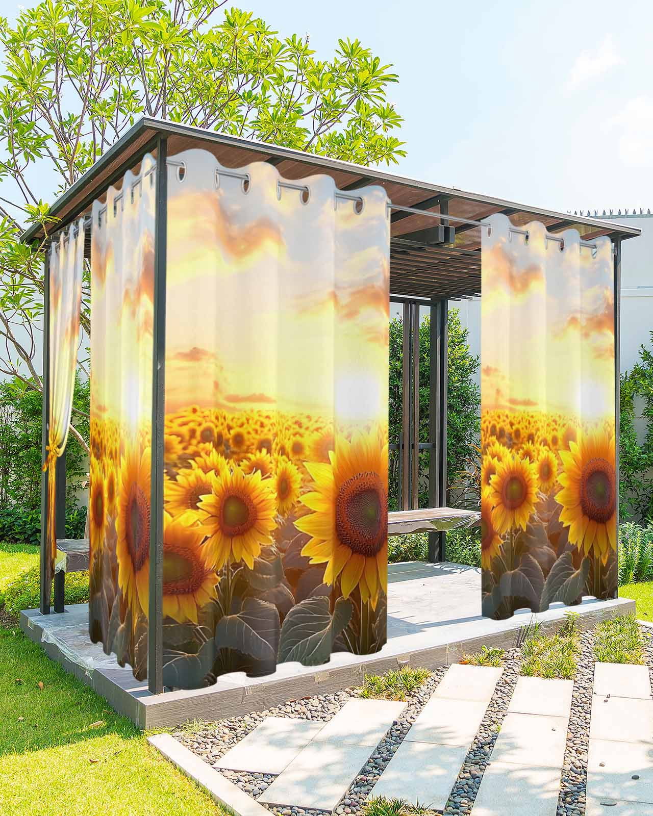 nqOlkjepod Outdoor Curtains for Patio Waterproof, Yellow Sunflowers ...