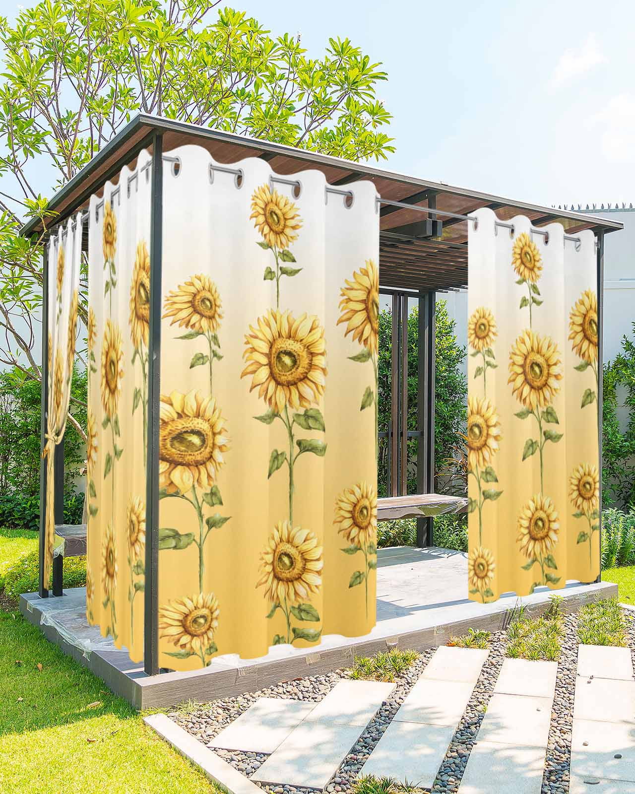 nqOlkjepod Outdoor Curtains for Patio Waterproof, Yellow Sunflowers ...