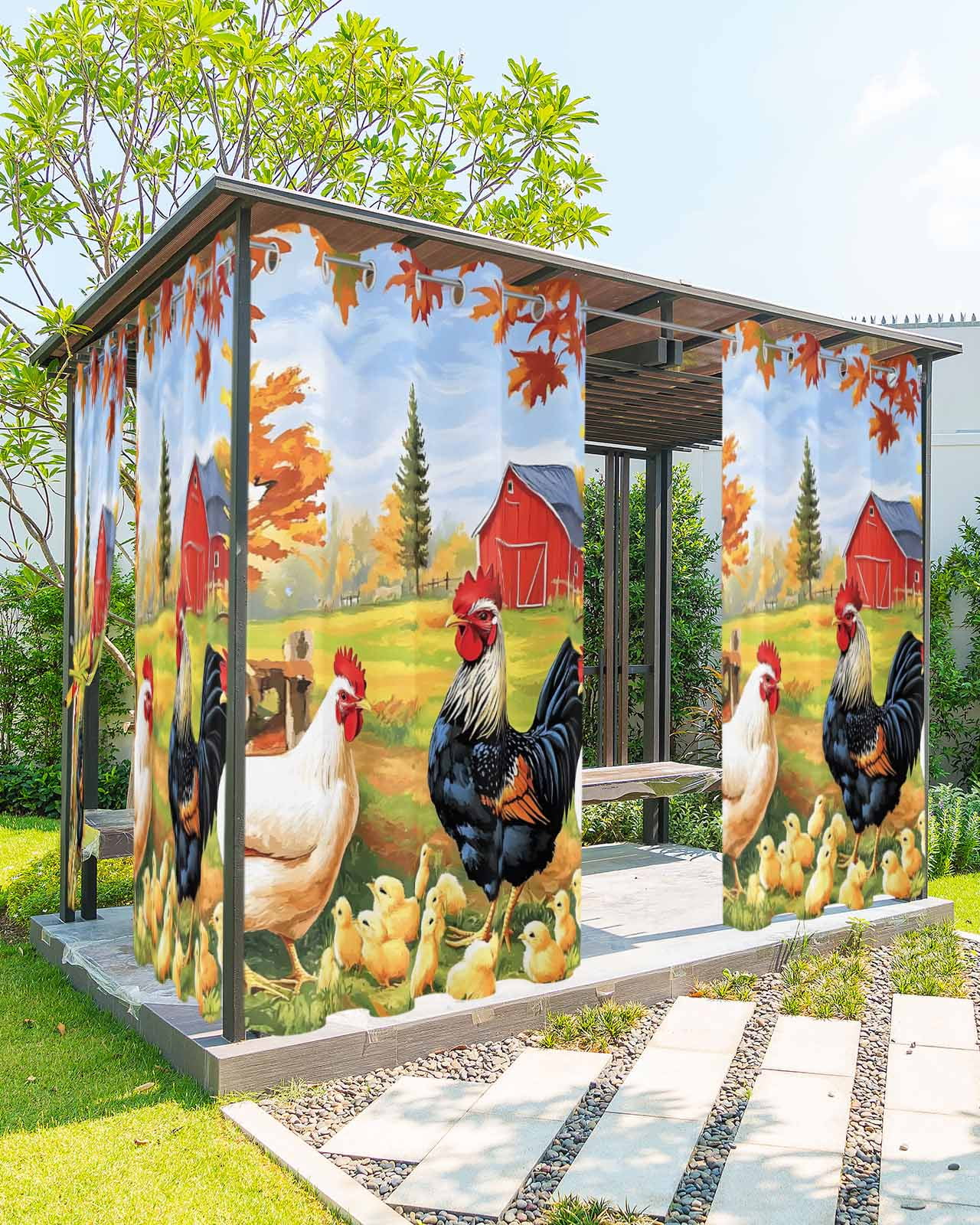 nqOlkjepod Outdoor Curtains for Patio Waterproof, Yellow Vintage ...