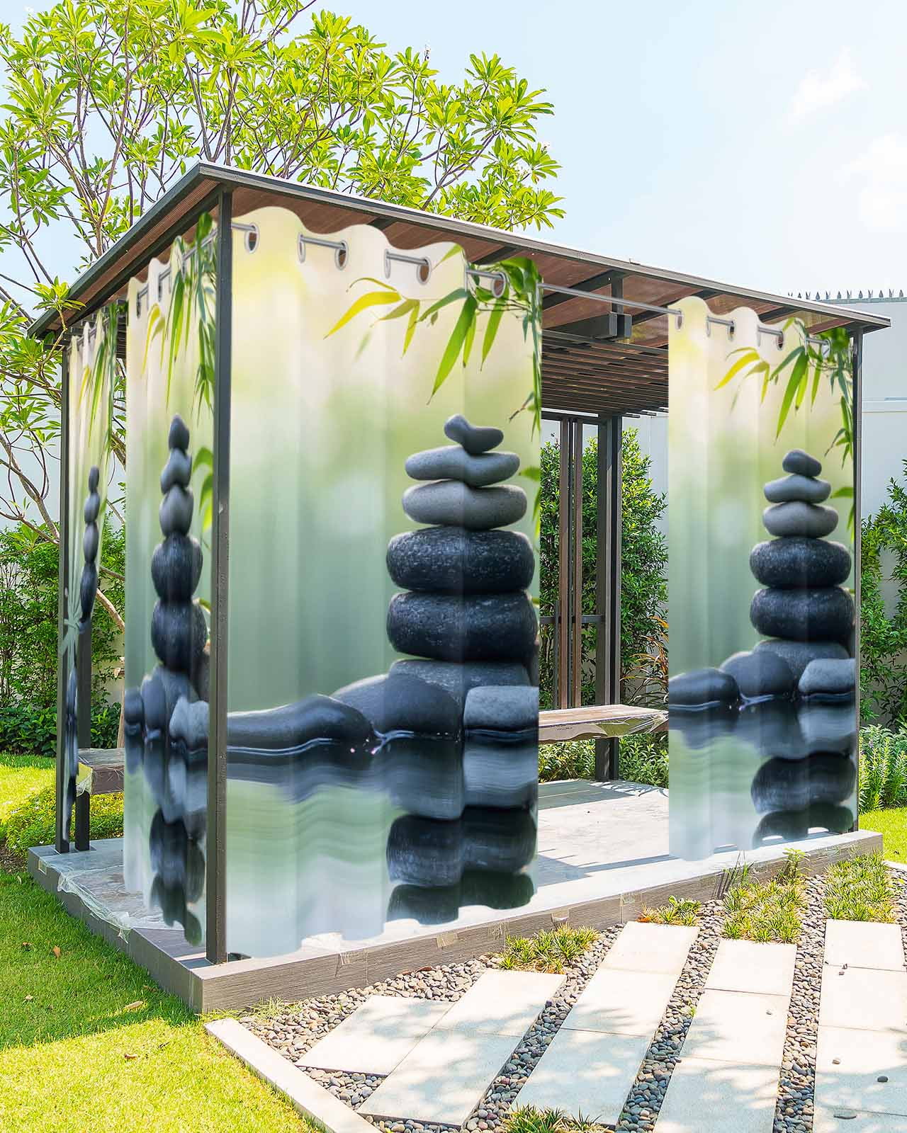 nqOlkjepod Outdoor Curtains for Patio Waterproof, Zen Stones Outdoor ...