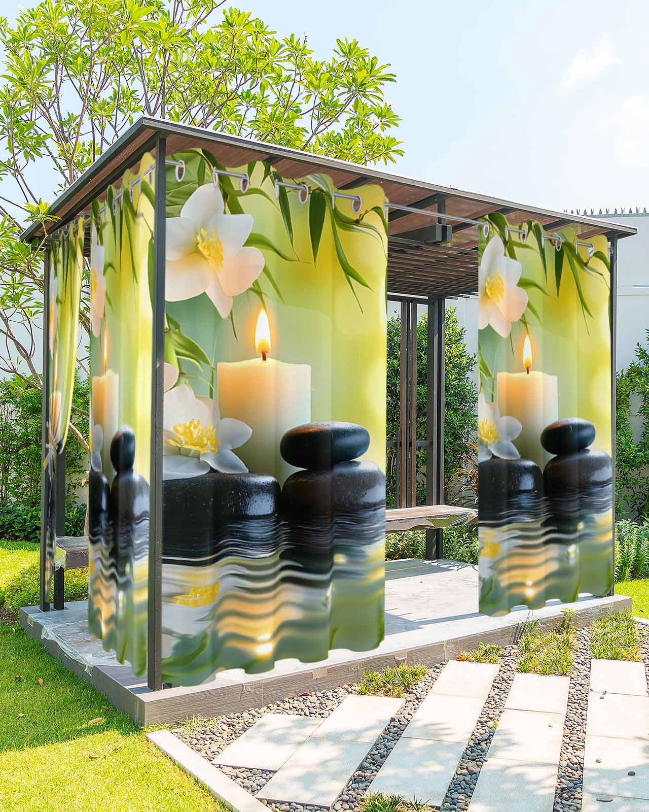 nqOlkjepod Outdoor Curtains for Patio Waterproof, Zen Stones Outdoor ...