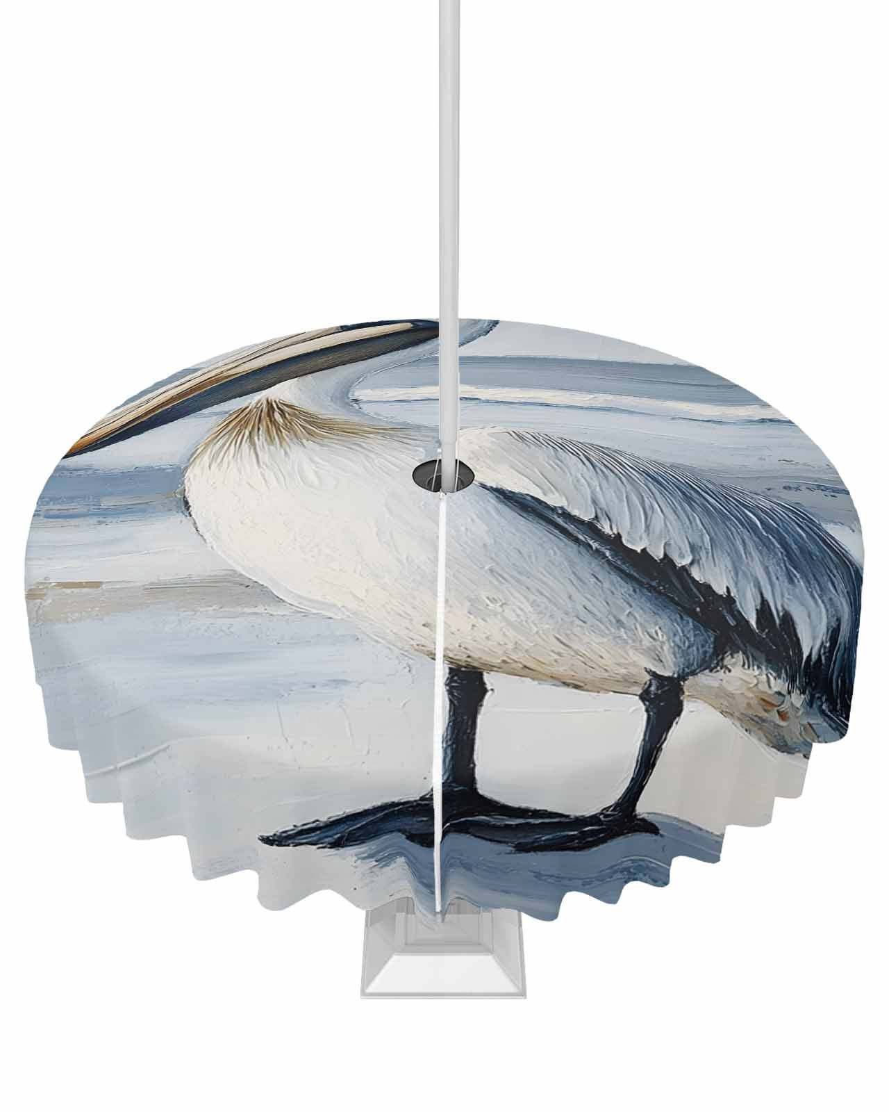 nqOlkjepod Painted Pelican Outdoor Tablecloth with Umbrella Hole ...