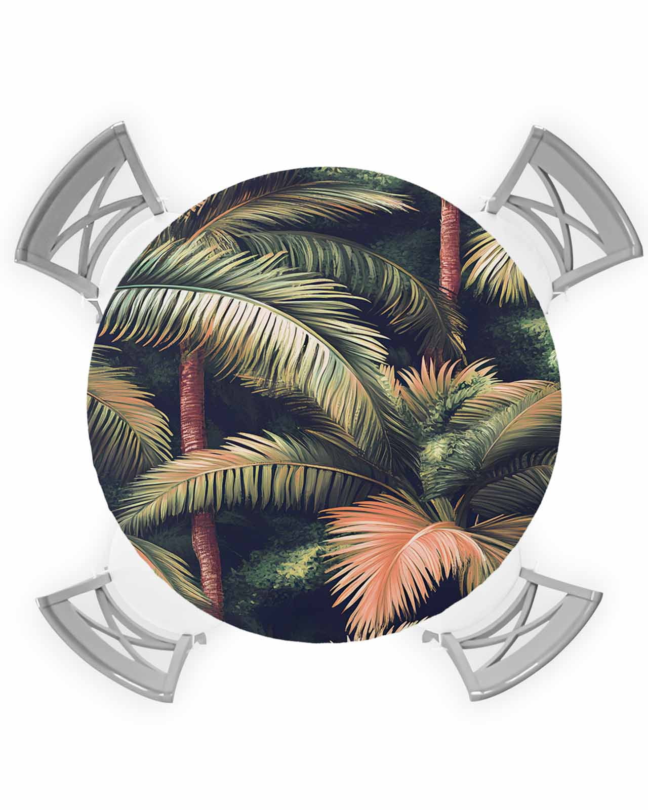 nqOlkjepod Palm Forest Round Tablecloth, Fitted Table Cover with ...