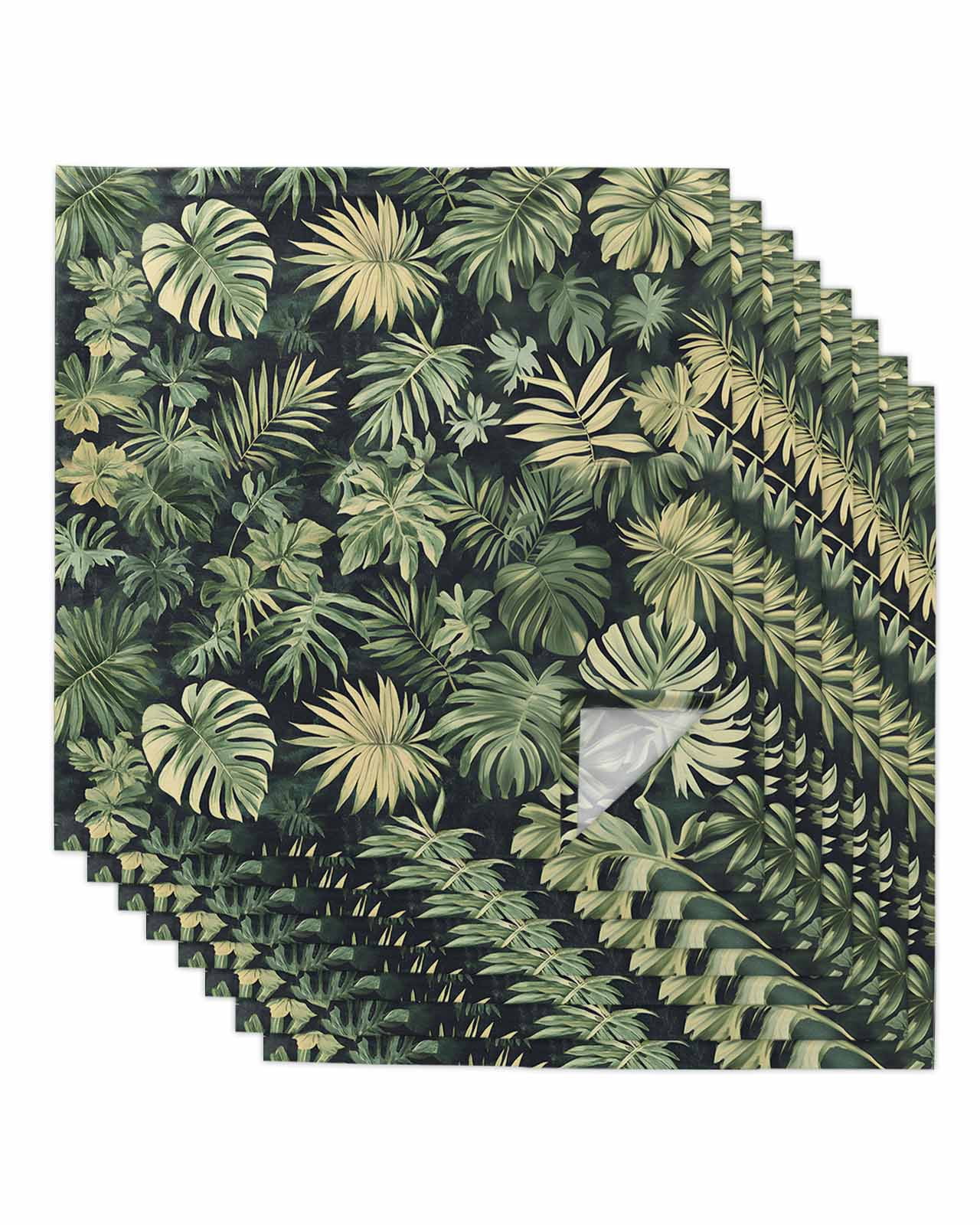 nqOlkjepod Palm Tree Leaves Cloth Napkins Set of 8 Reusable Dinner ...