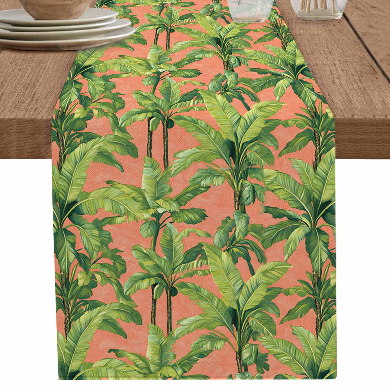 nqOlkjepod Palm Tree Tropical Table Runner 36 Inches Long Farmhouse ...