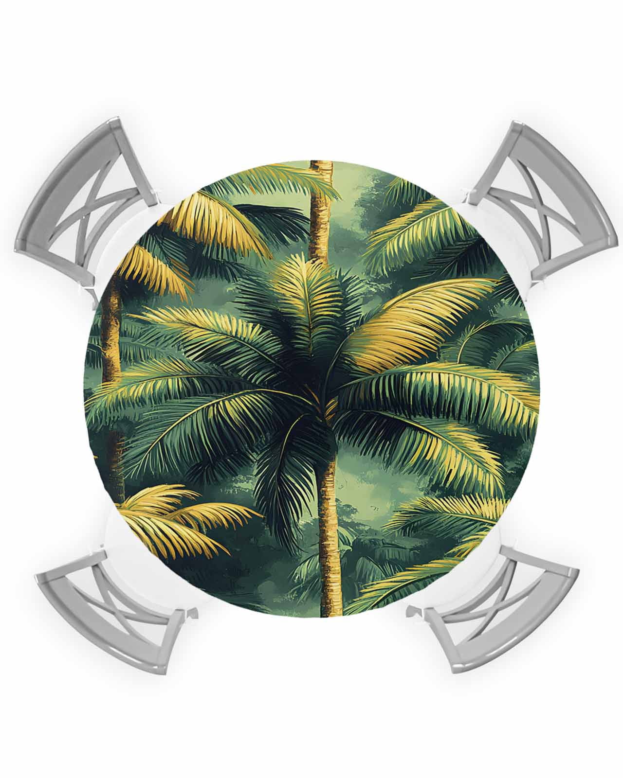 nqOlkjepod Palm Trees Round Tablecloth, Fitted Table Cover with Elastic ...