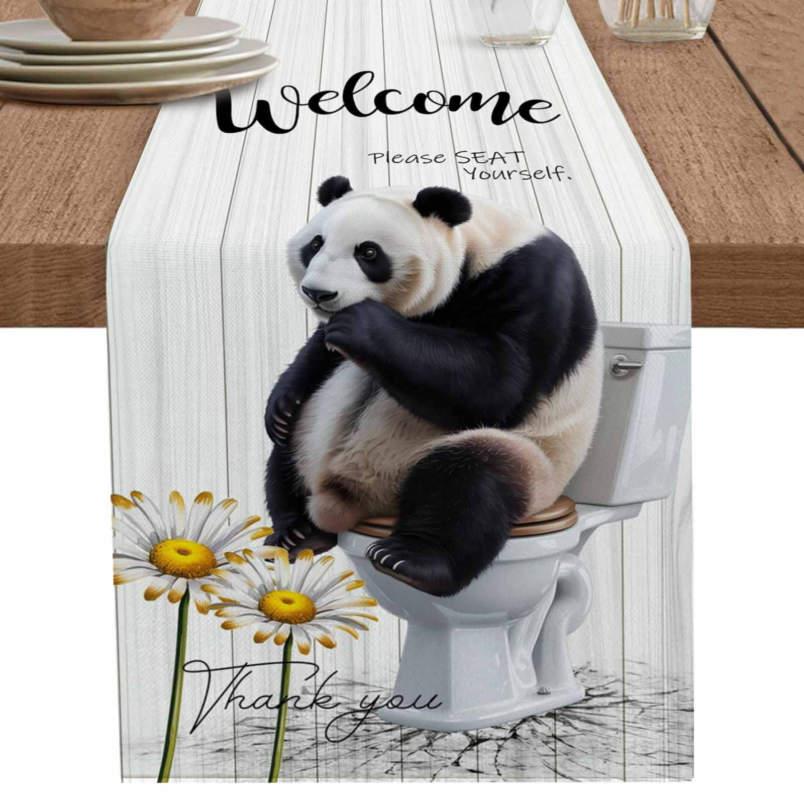 nqOlkjepod Panda Table Runner 60 Inches Long Farmhouse Dress Scarves ...