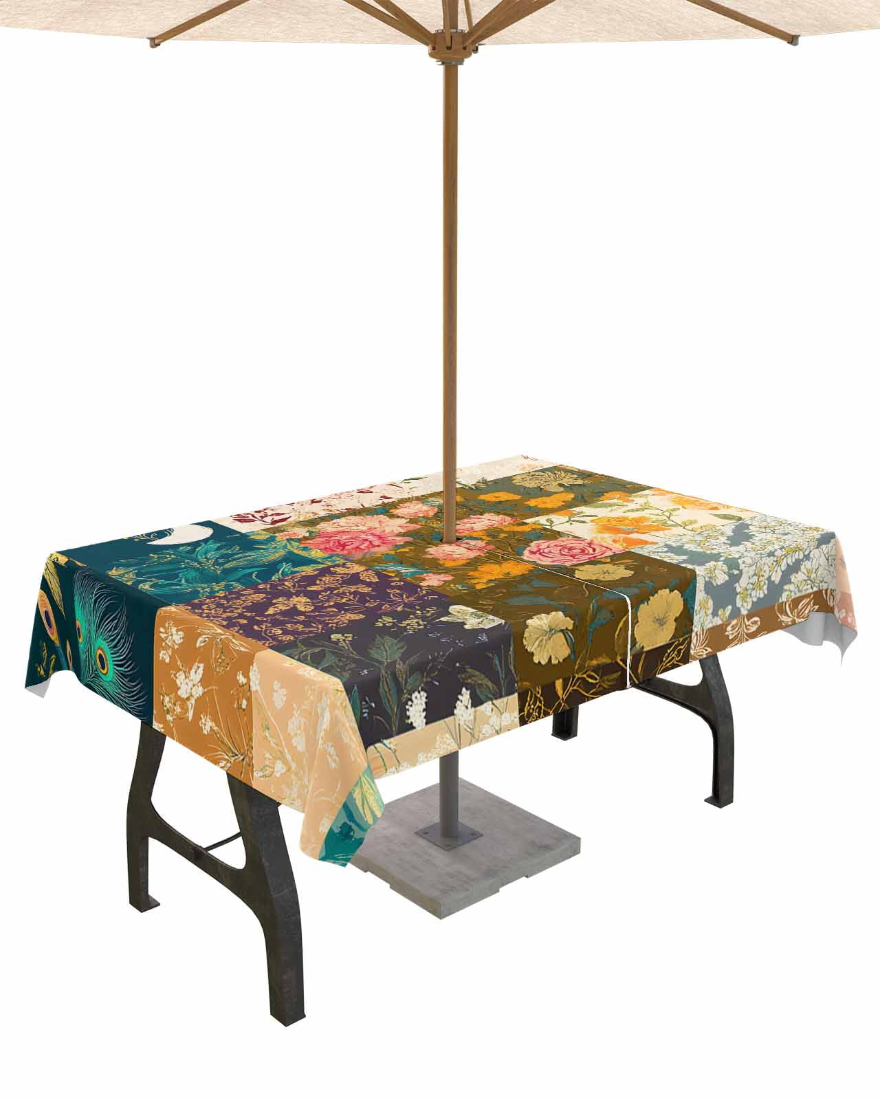 nqOlkjepod Pastoral Botanical Outdoor Tablecloth with Umbrella Hole ...