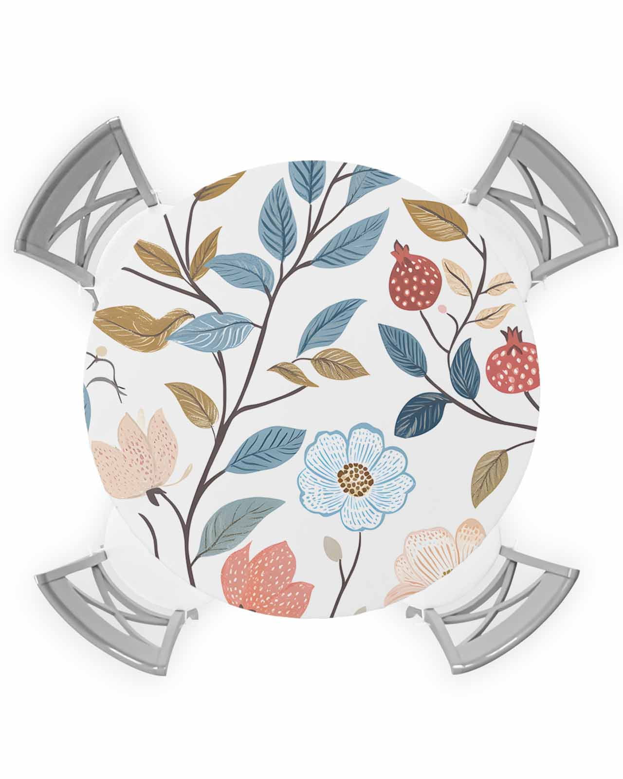 nqOlkjepod Pastoral Botanical Round Tablecloth, Fitted Table Cover with ...