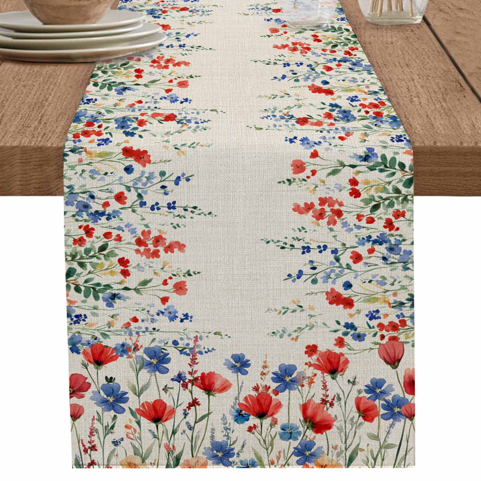 nqOlkjepod Pastoral Botanical Table Runner 72 Inches Long Farmhouse ...