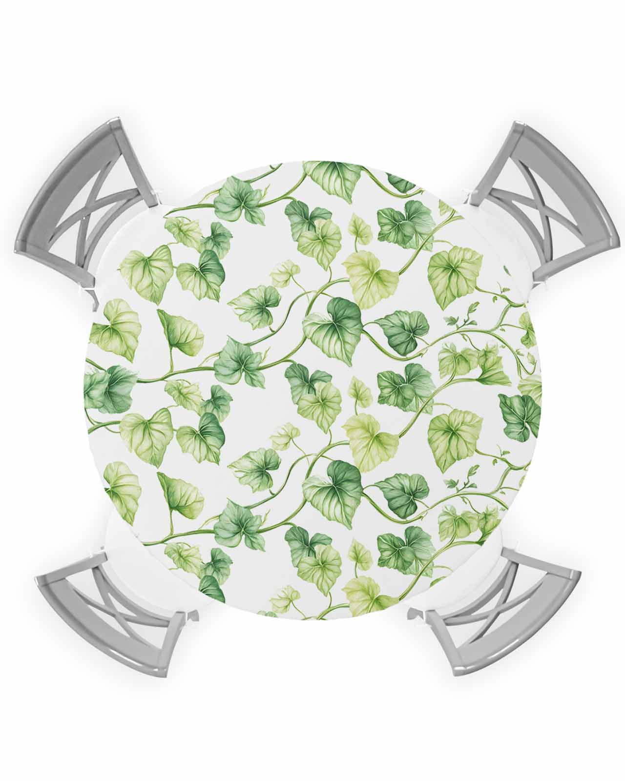 nqOlkjepod Pastoral Leaves Round Tablecloth, Fitted Table Cover with ...