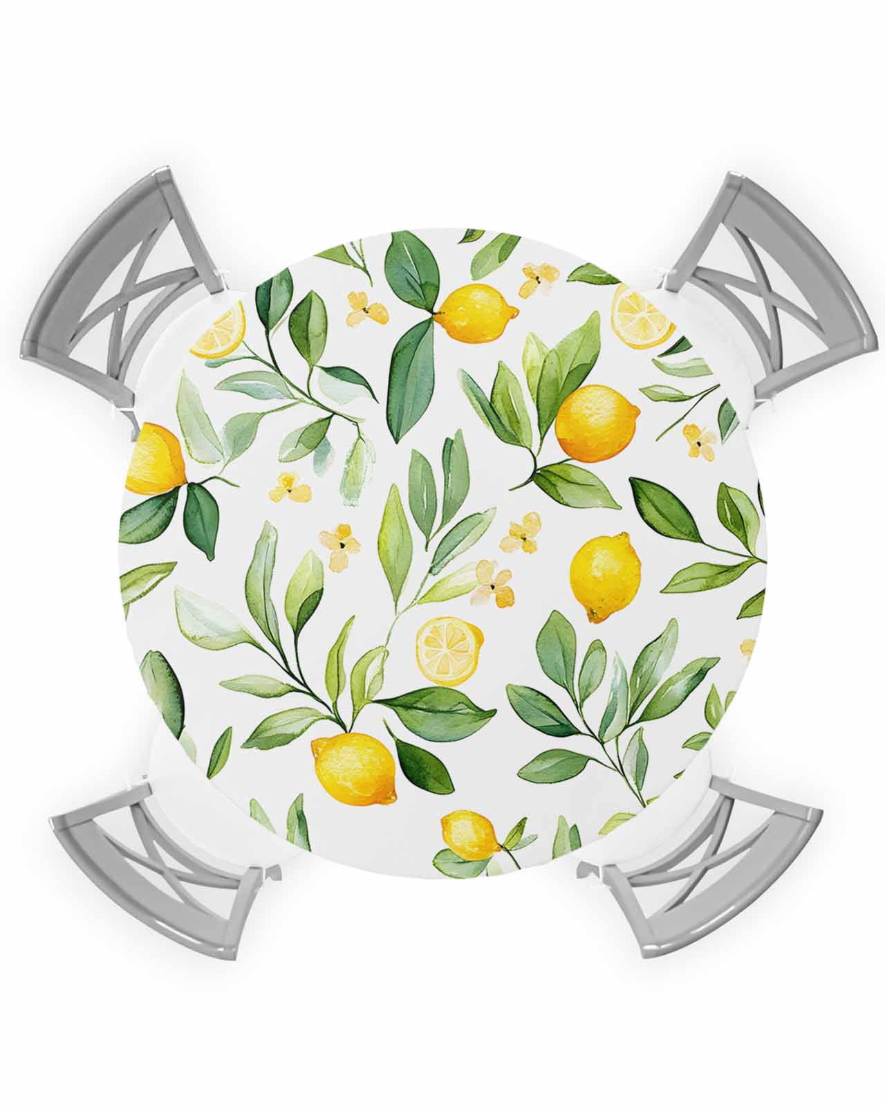 nqOlkjepod Pastoral Lemon Round Tablecloth, Fitted Table Cover with ...
