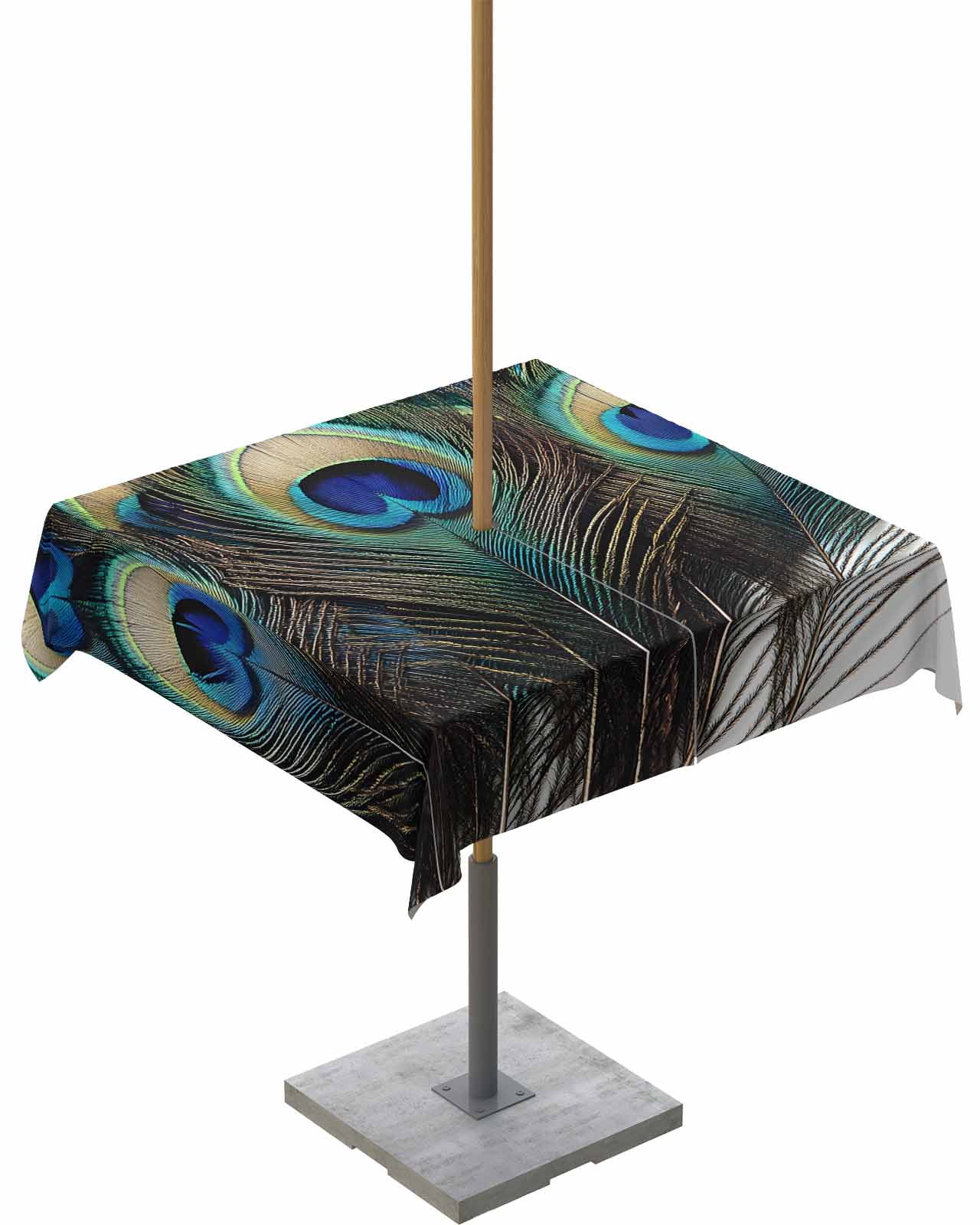 nqOlkjepod Peacock Feathers Outdoor Tablecloth with Umbrella Hole ...