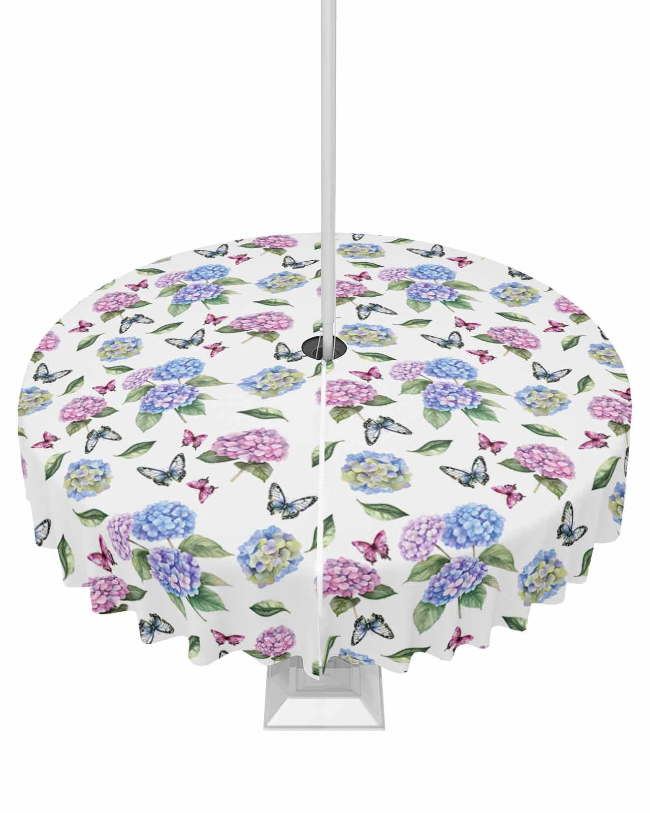 nqOlkjepod Pink Blue Hydrangea Outdoor Tablecloth with Umbrella Hole ...
