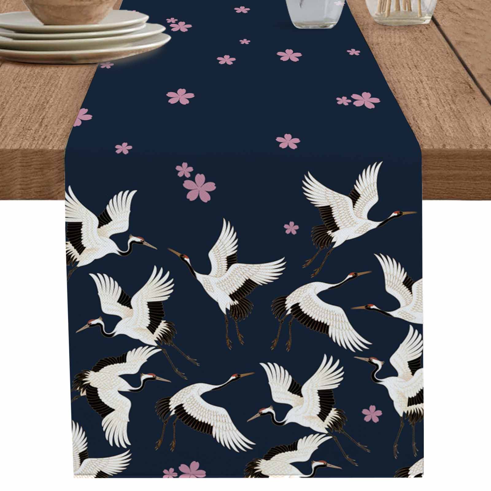 nqOlkjepod Pink Cherry Blossoms Table Runner 60 Inches Long Farmhouse ...