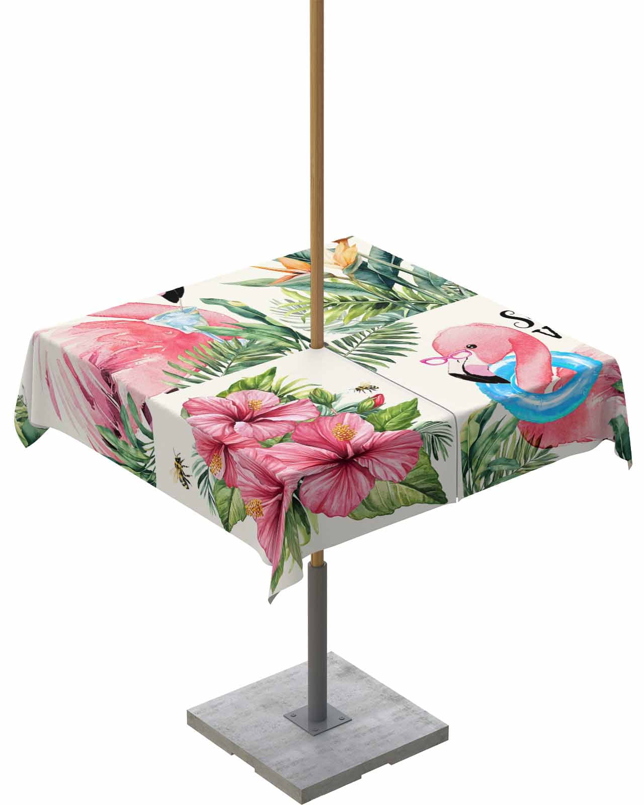 nqOlkjepod Pink Flamingos Outdoor Tablecloth with Umbrella Hole ...