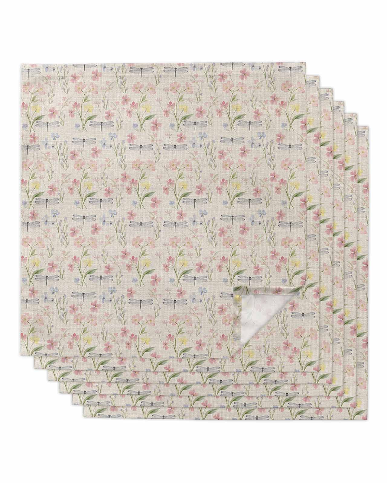 nqOlkjepod Pink Floral Cloth Napkins Set of 6 Reusable Dinner Napkins ...