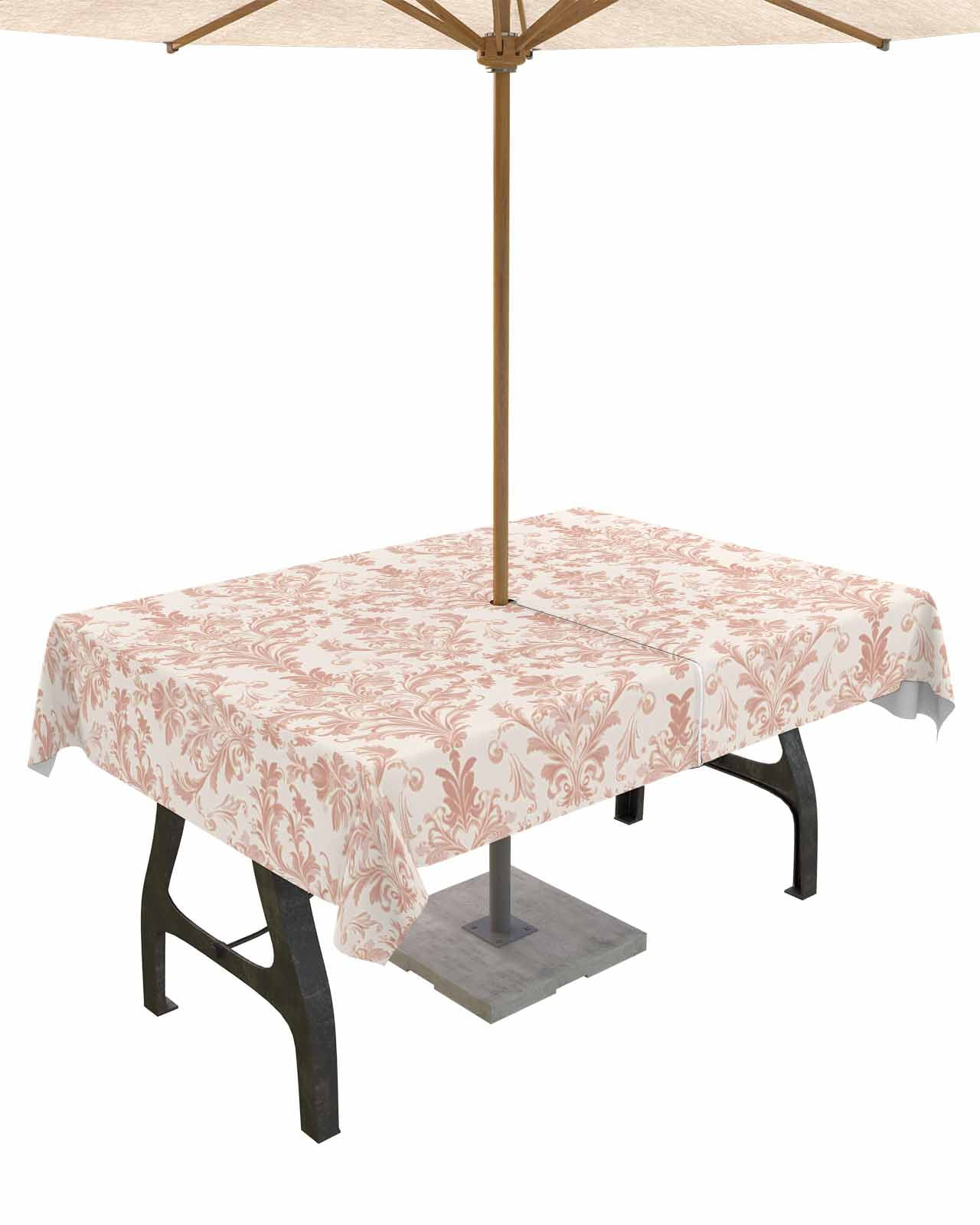 nqOlkjepod Pink Flowers Outdoor Tablecloth with Umbrella Hole & Zipper ...