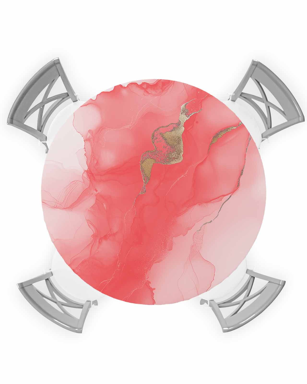 nqOlkjepod Pink Marble Round Tablecloth, Fitted Table Cover with Elastic for 36"-44" Round ...