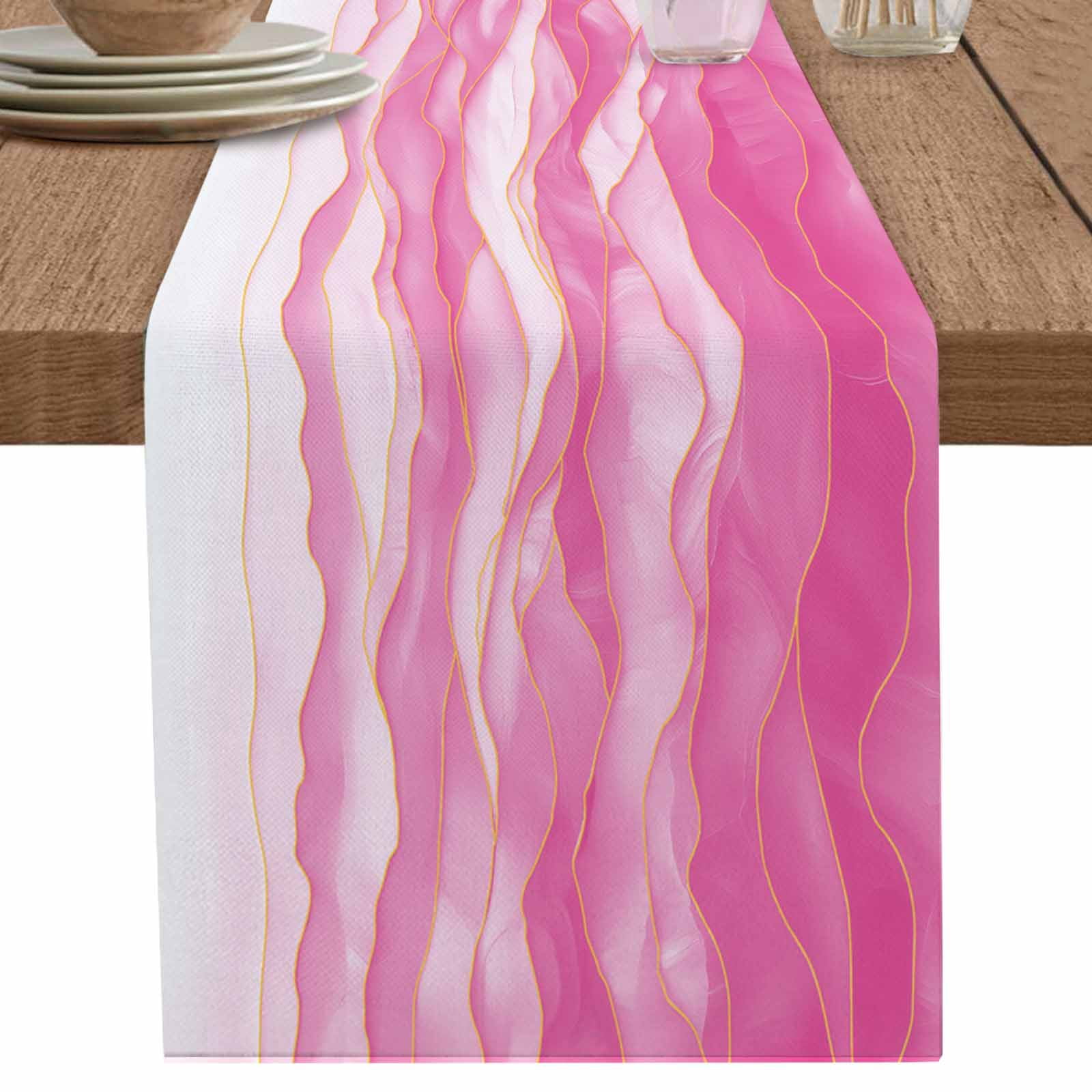 nqOlkjepod Pink Marble Table Runner 36 Inches Long Farmhouse Dress ...