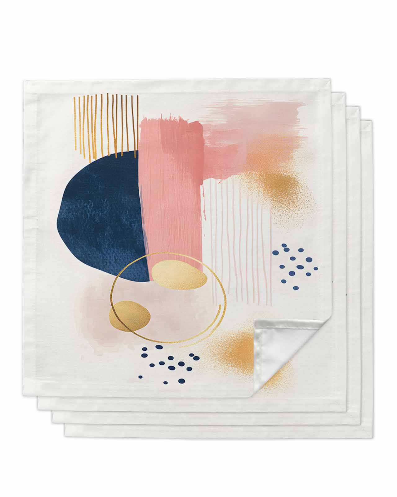 nqOlkjepod Pink Navy Blue Yellow Cloth Napkins Set of 4 Reusable Dinner ...