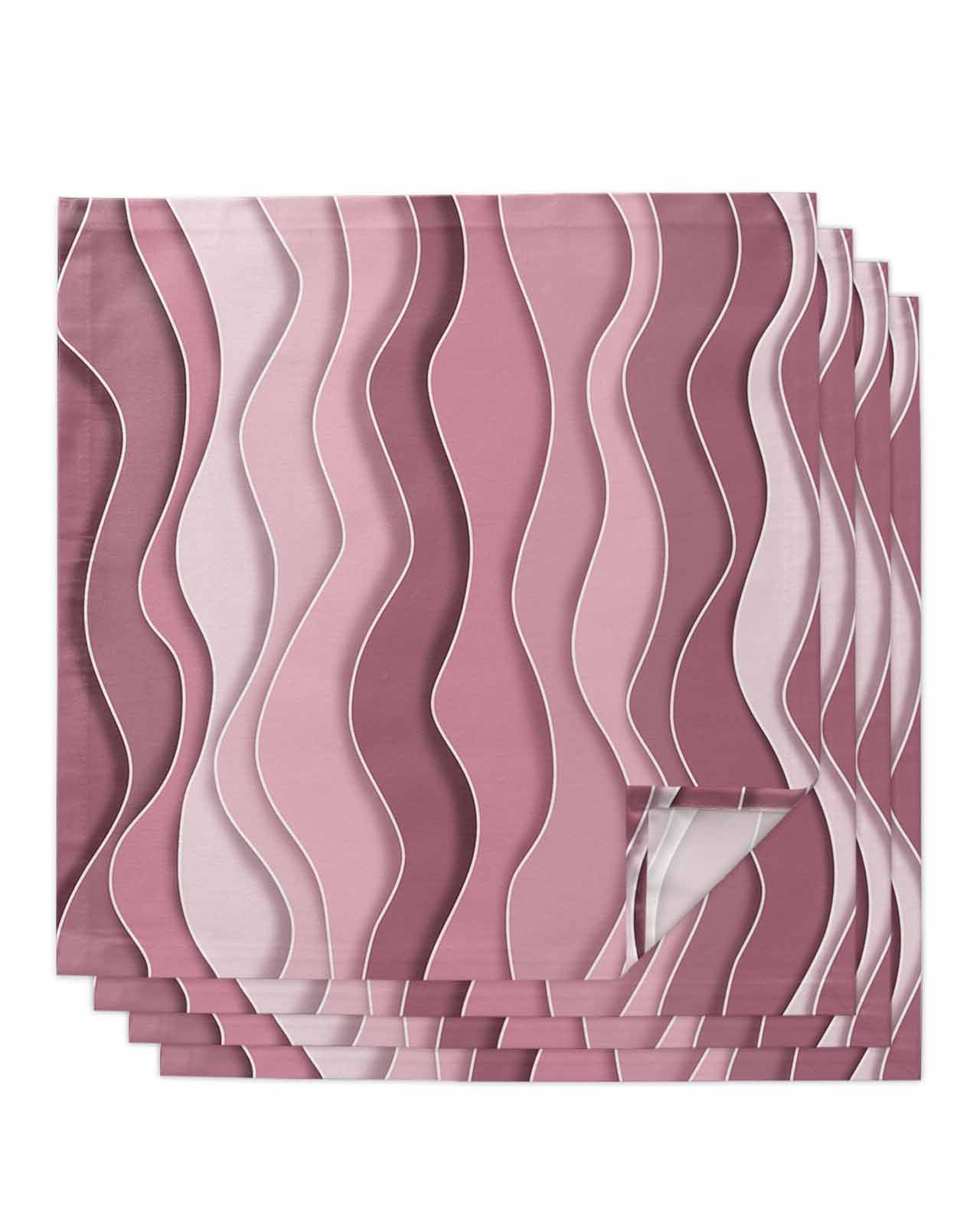 nqOlkjepod Pink Ombre Cloth Napkins Set of 4 Reusable Dinner Napkins, Abstract Art Moire Ocean ...