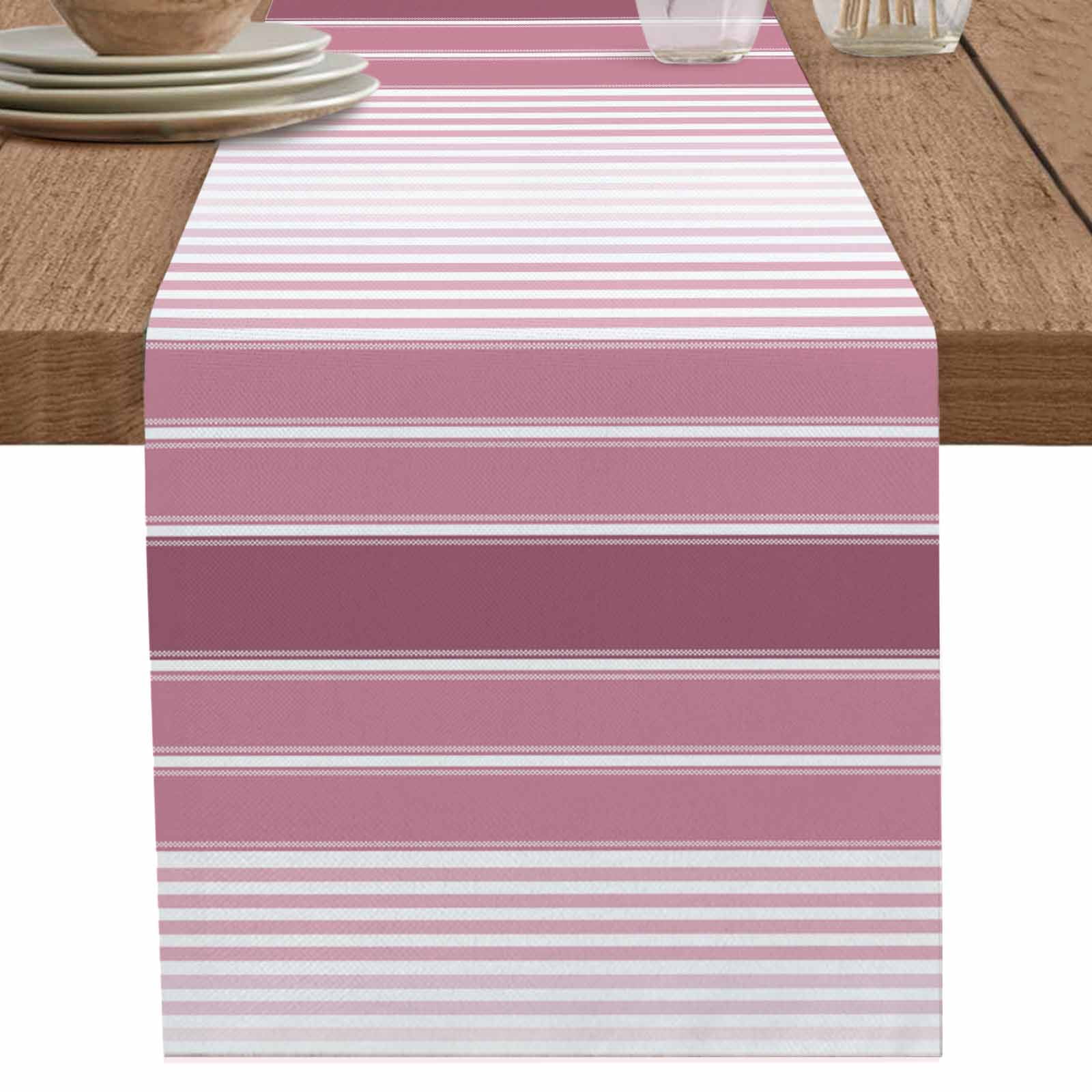 nqOlkjepod Pink Ombre Stripe Table Runner 72 Inches Long Farmhouse Dress Scarves, Farmhouse ...