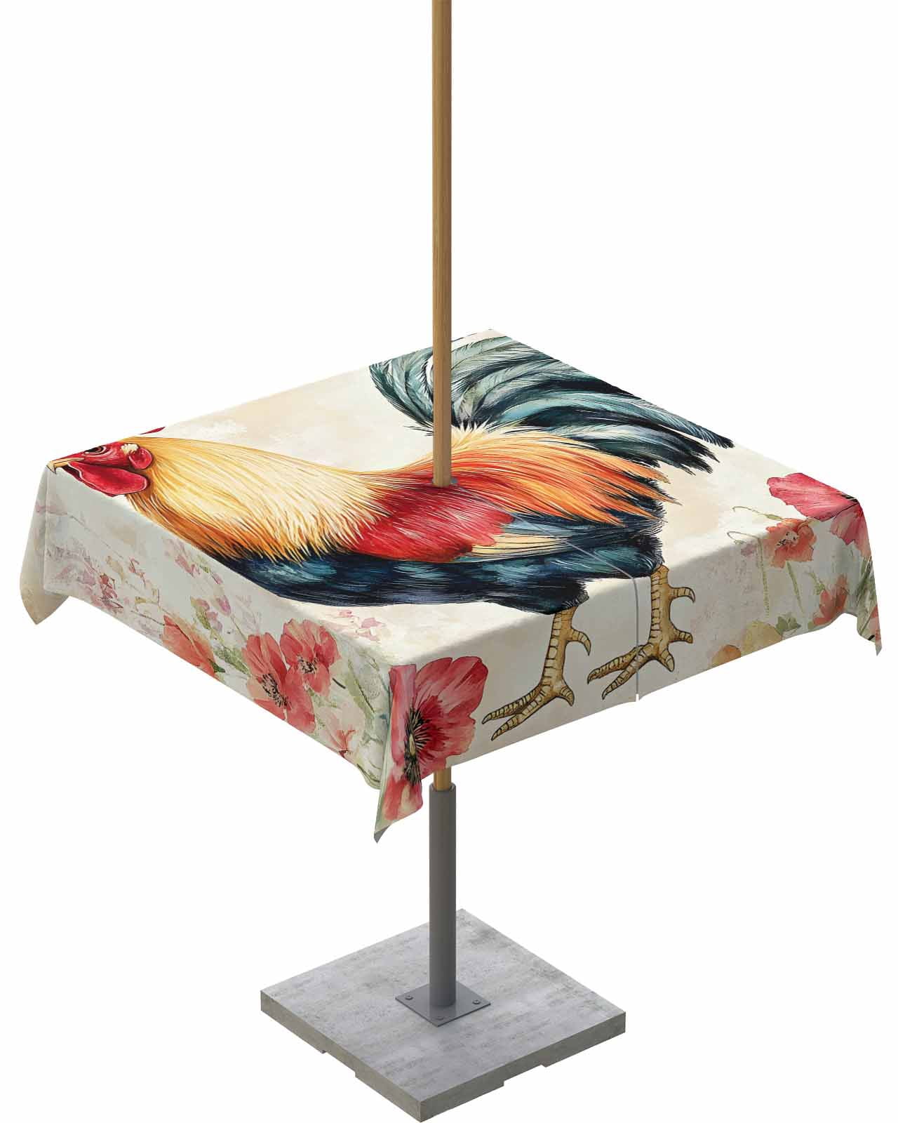 nqOlkjepod Pink Retro Rooster Outdoor Tablecloth with Umbrella Hole ...