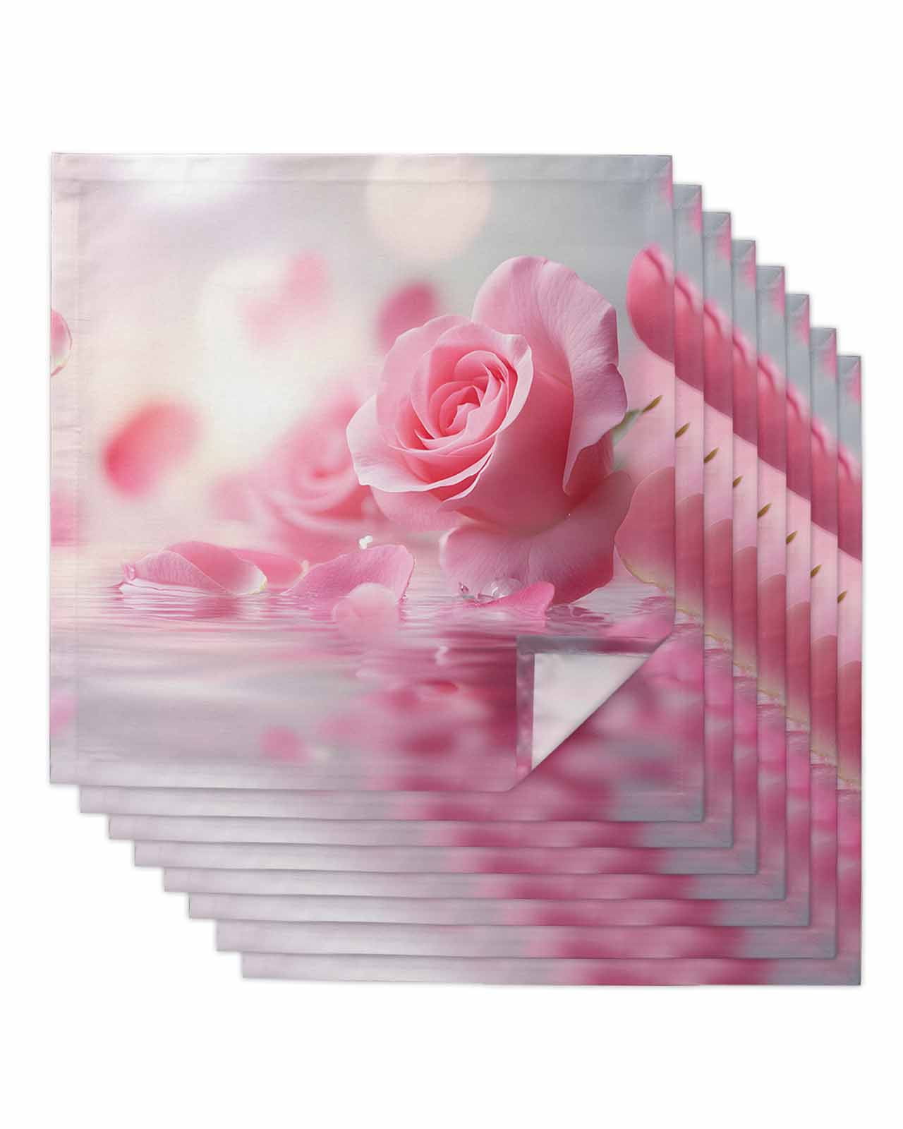 nqOlkjepod Pink Rose Fantasy Cloth Napkins Set of 8 Reusable Dinner ...