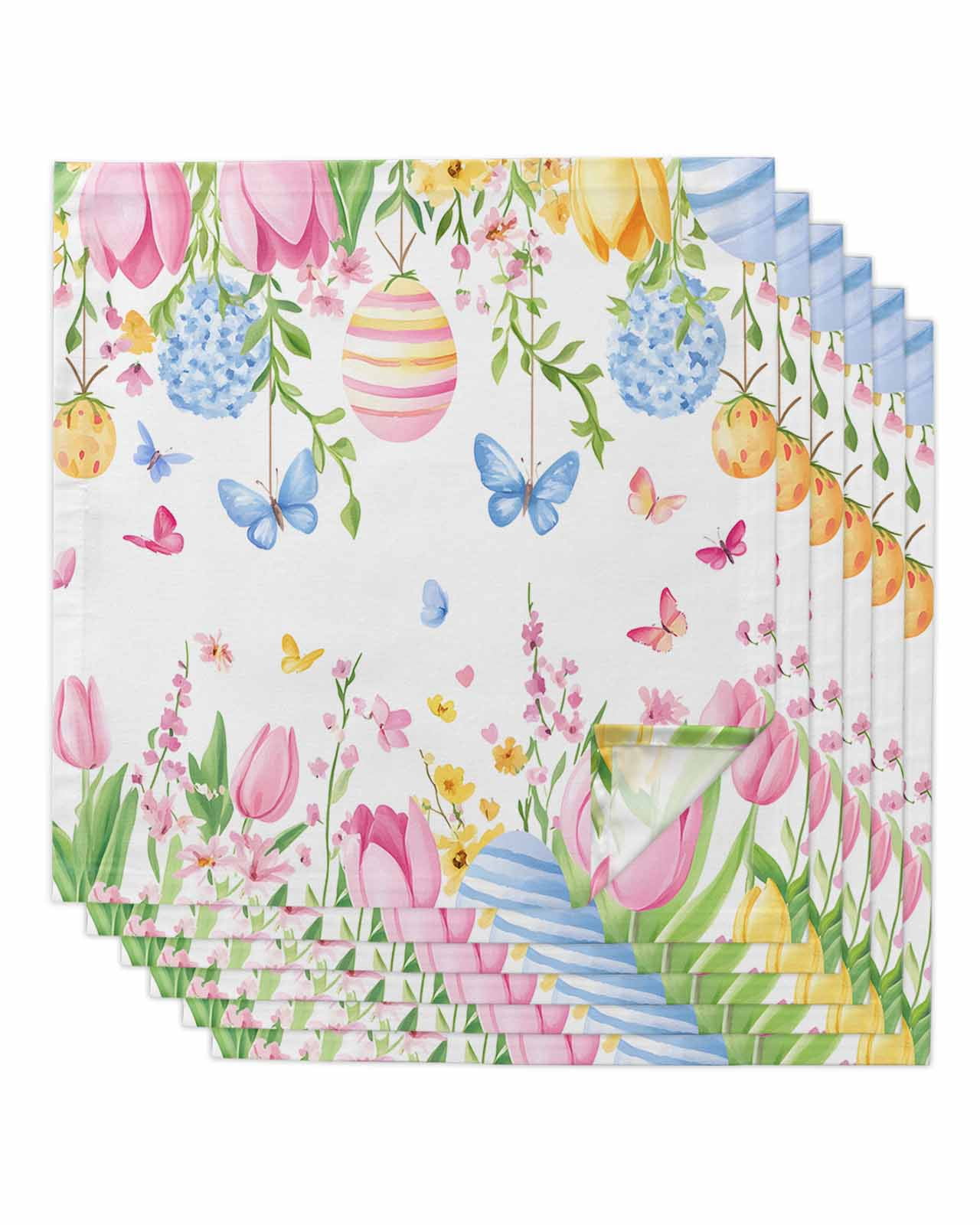 nqOlkjepod Pink Spring Floral Easter Cloth Napkins Set of 6 Reusable ...