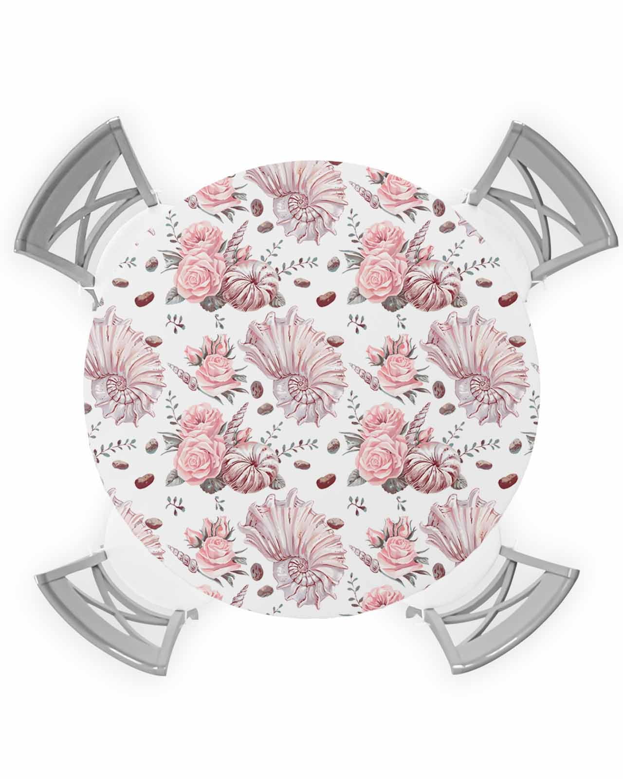 nqOlkjepod Pink Spring Floral Round Tablecloth, Fitted Table Cover with ...