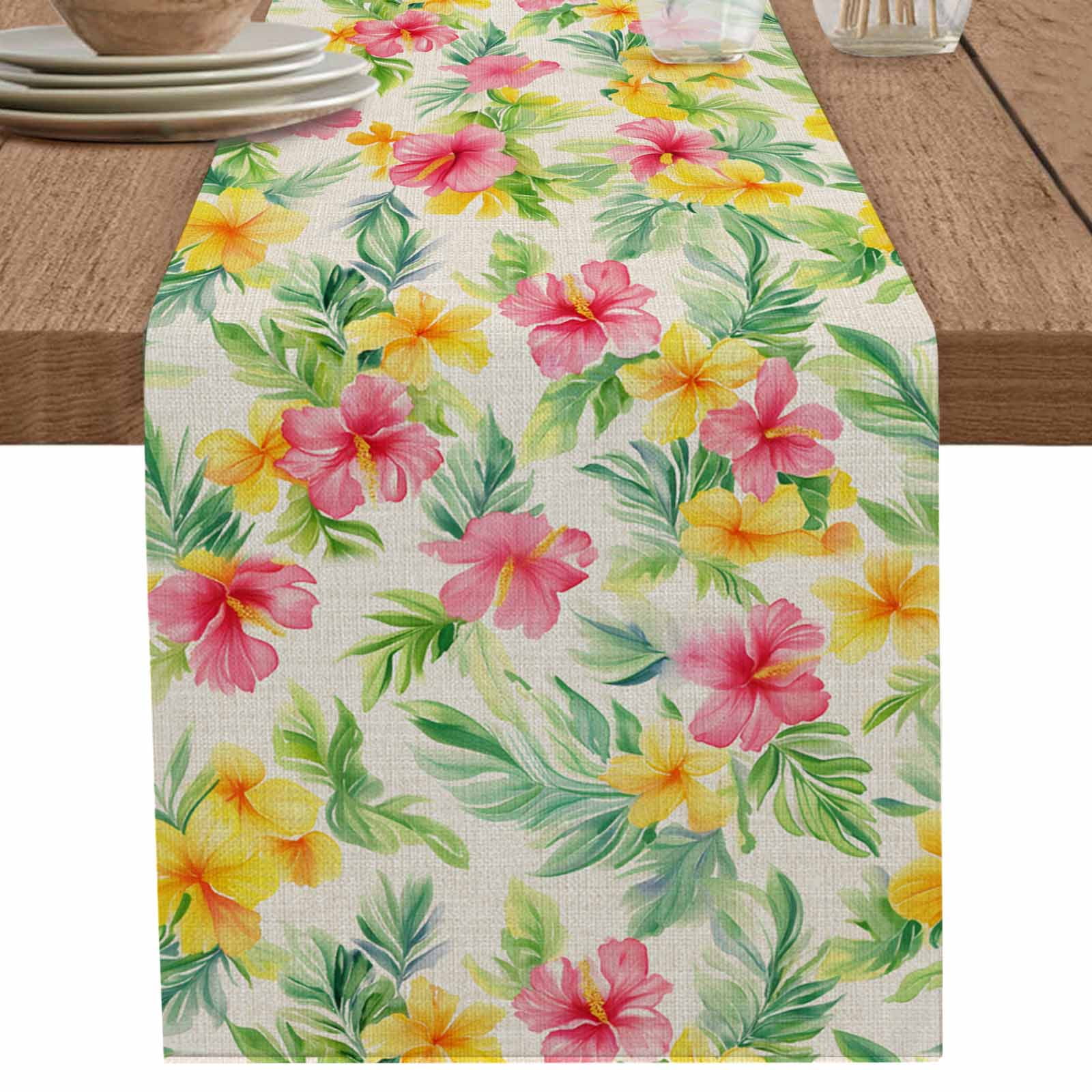 nqOlkjepod Pink Spring Flowers Table Runner 72 Inches Long Farmhouse ...