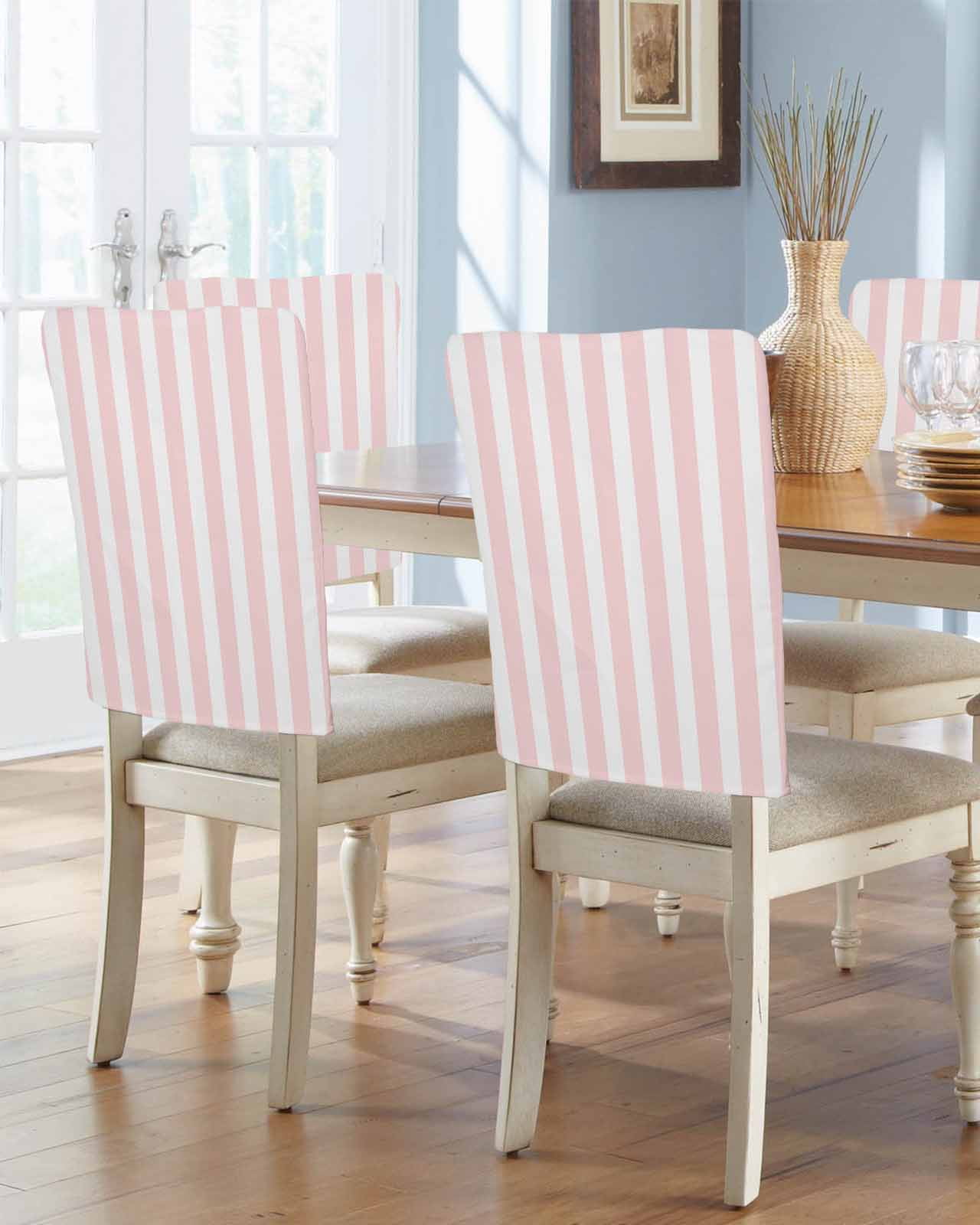 nqOlkjepod Pink Striped Chair Covers Set of 8, Decorative Chair Back ...