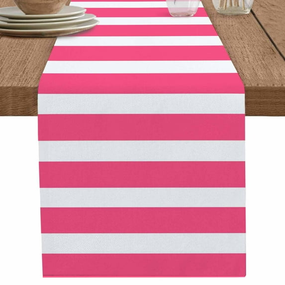 nqOlkjepod Pink Striped Table Runner 60 Inches Long Farmhouse Dress ...
