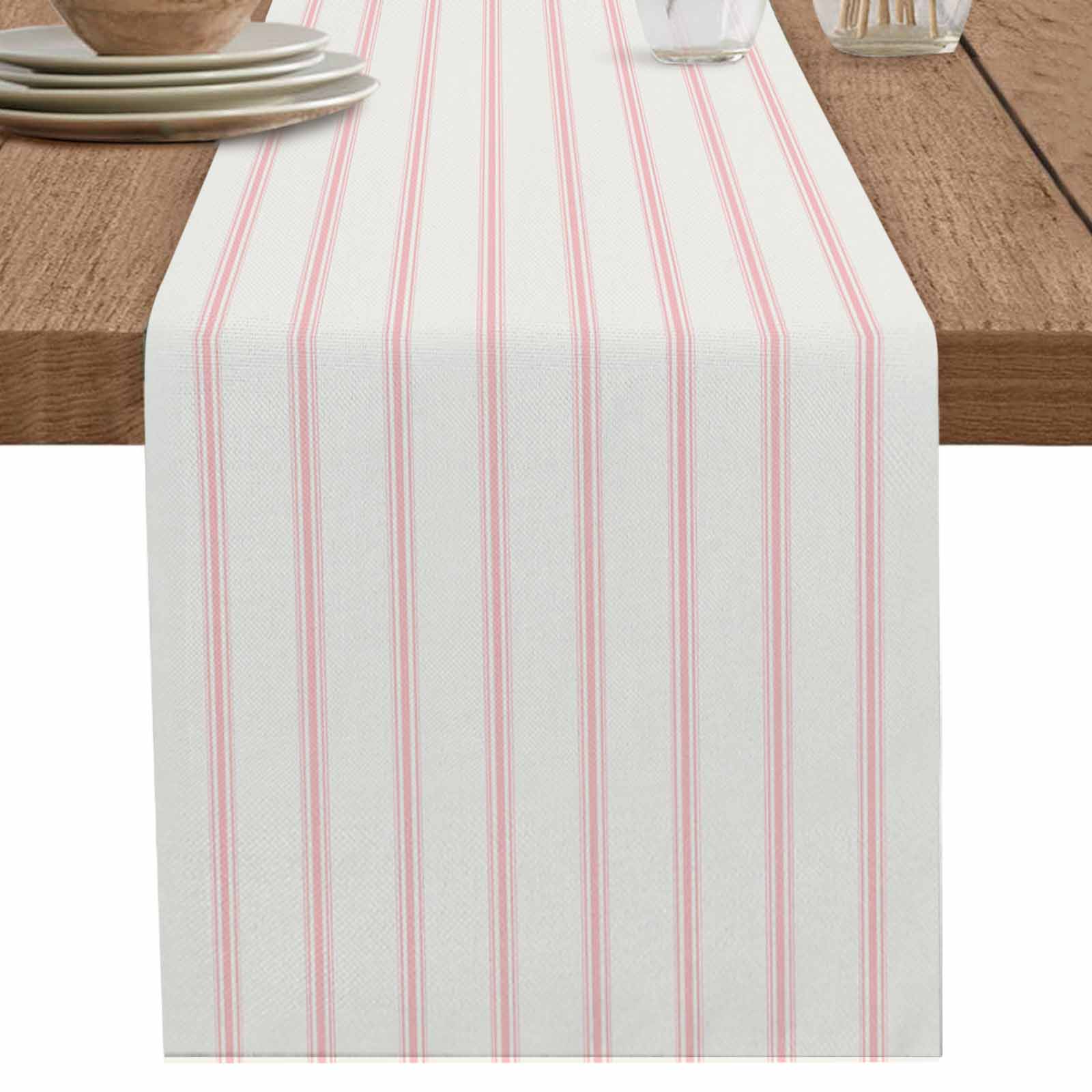 nqOlkjepod Pink Striped Table Runner 70 Inches Long Farmhouse Dress ...