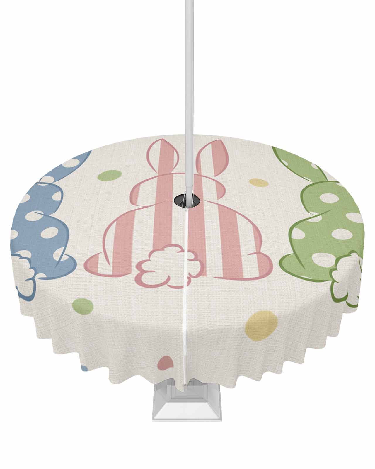 nqOlkjepod Polka Dot Bunny Outdoor Tablecloth with Umbrella Hole ...