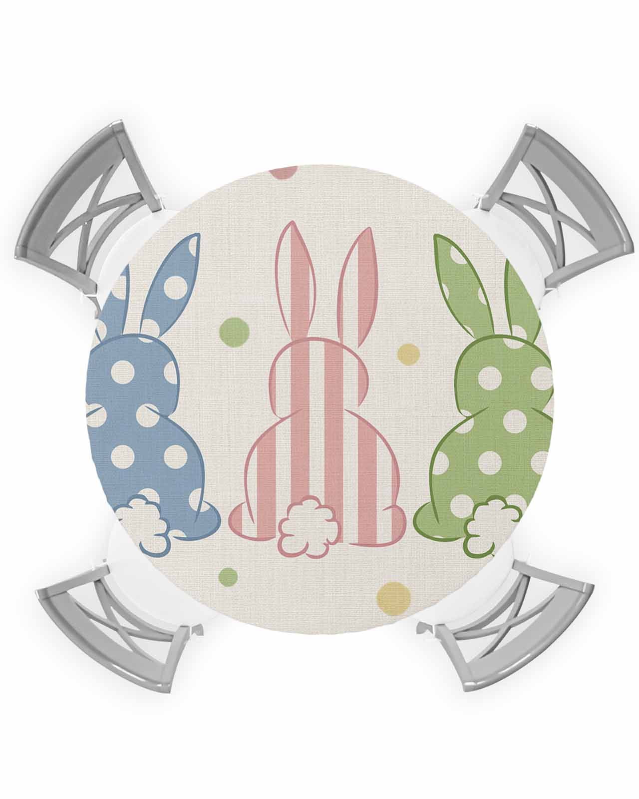 nqOlkjepod Polka Dot Bunny Round Tablecloth, Fitted Table Cover with ...