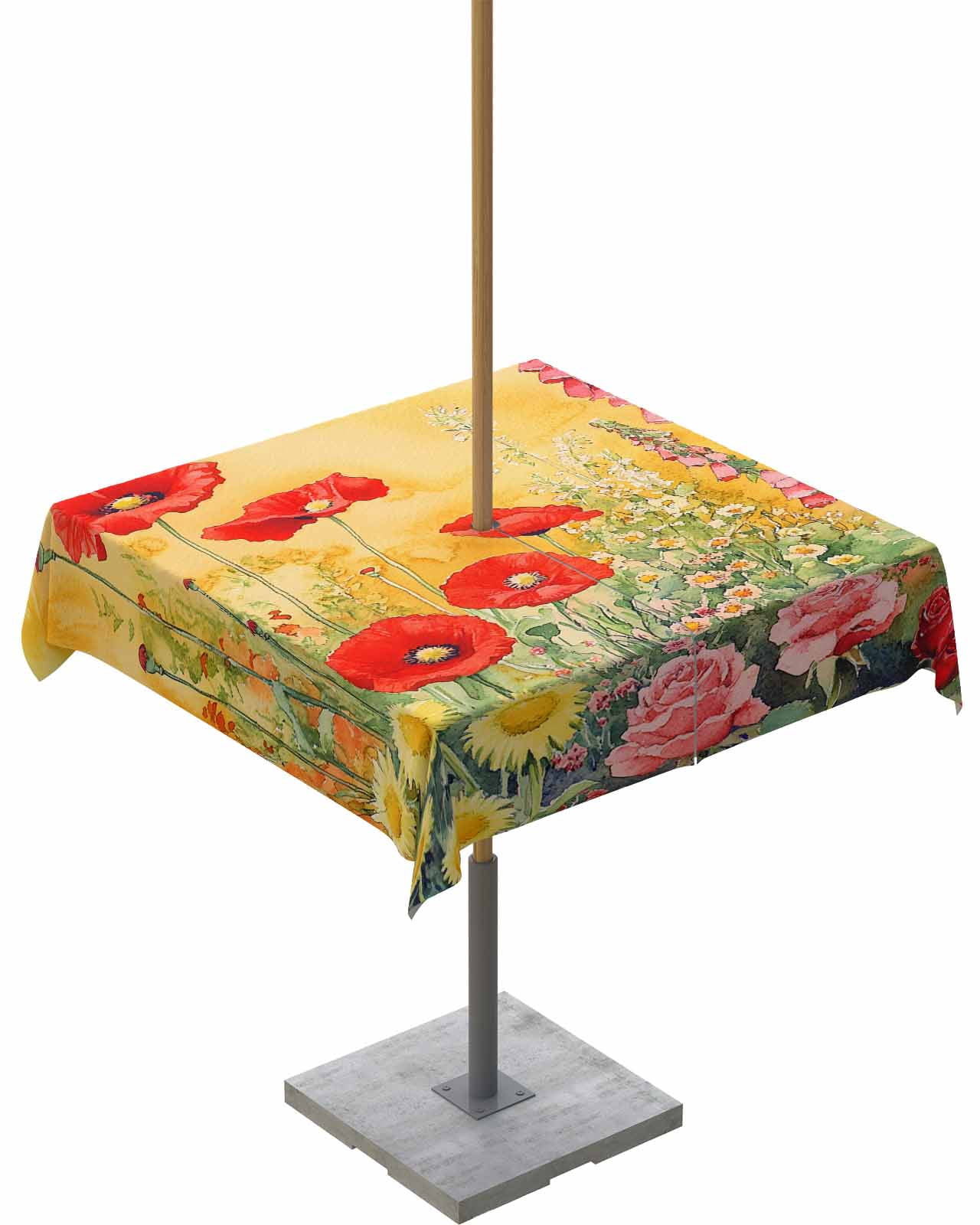 nqOlkjepod Poppy Botanical Outdoor Tablecloth with Umbrella Hole ...