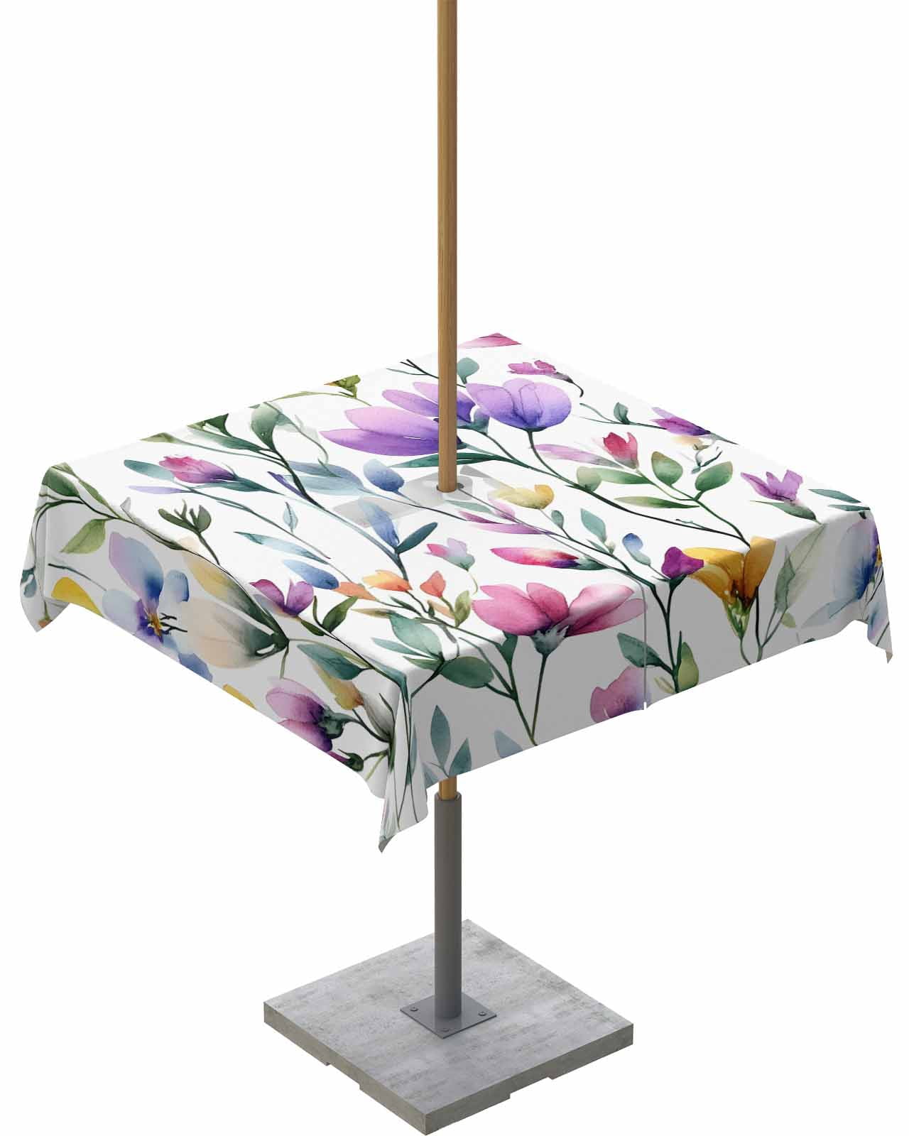 nqOlkjepod Pueple Pink Flower Outdoor Tablecloth with Umbrella Hole ...