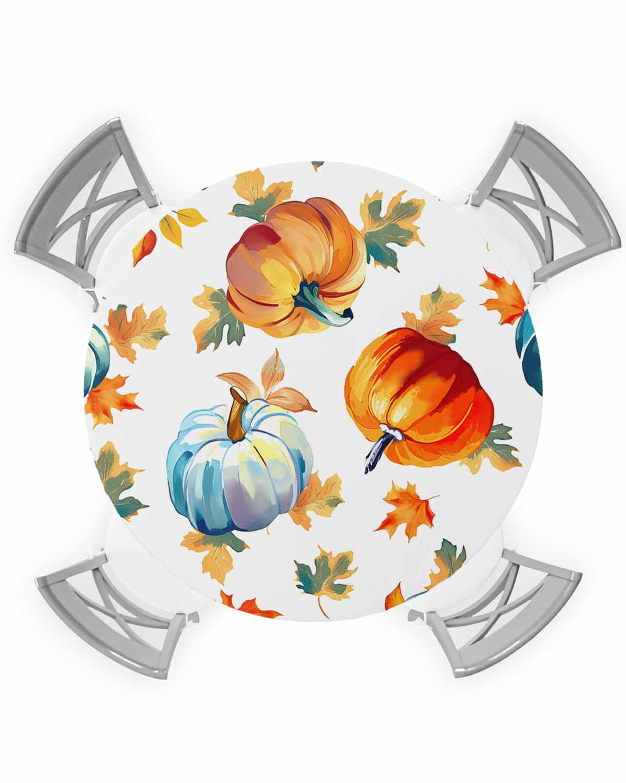 nqOlkjepod Pumpkins Fall Round Tablecloth, Fitted Table Cover with ...