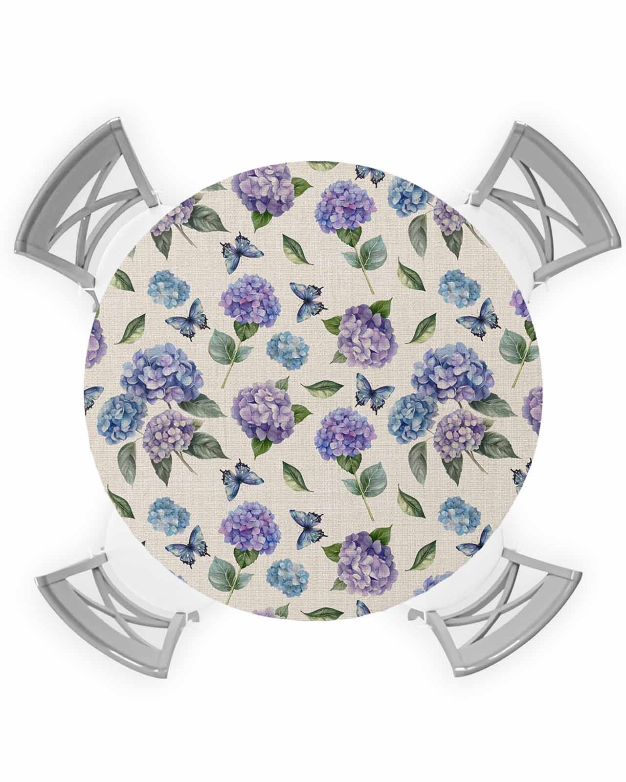 nqOlkjepod Purple Blue Hydrangea Round Tablecloth, Fitted Table Cover ...