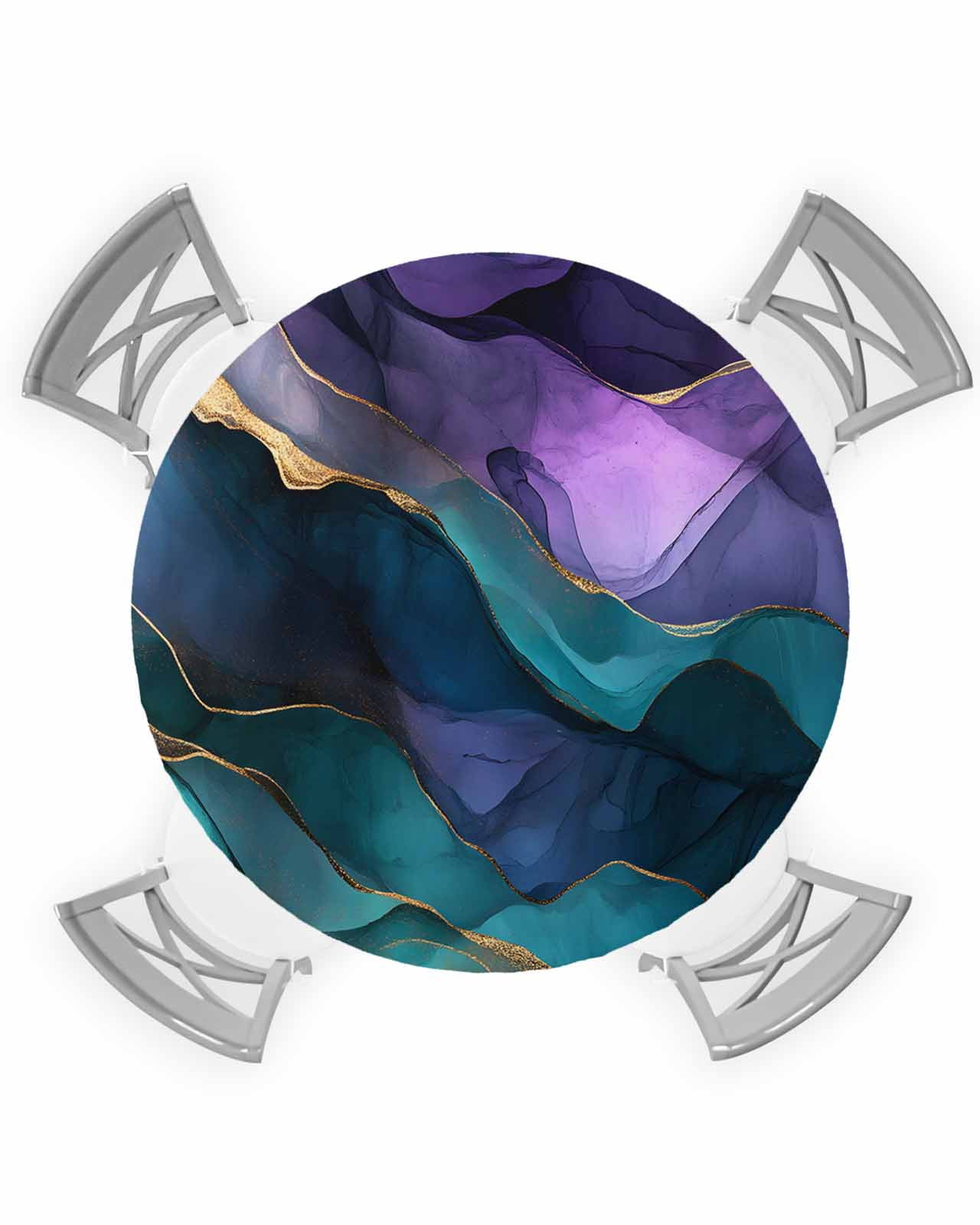 nqOlkjepod Purple Blue Ombre Round Tablecloth, Fitted Table Cover with ...